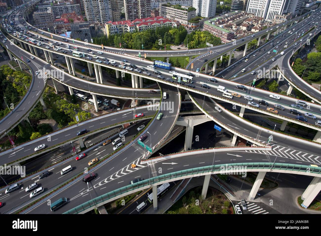 China,Shanghai,streets,highway,Yannan Lu,Chengdu Lu Stock Photo - Alamy