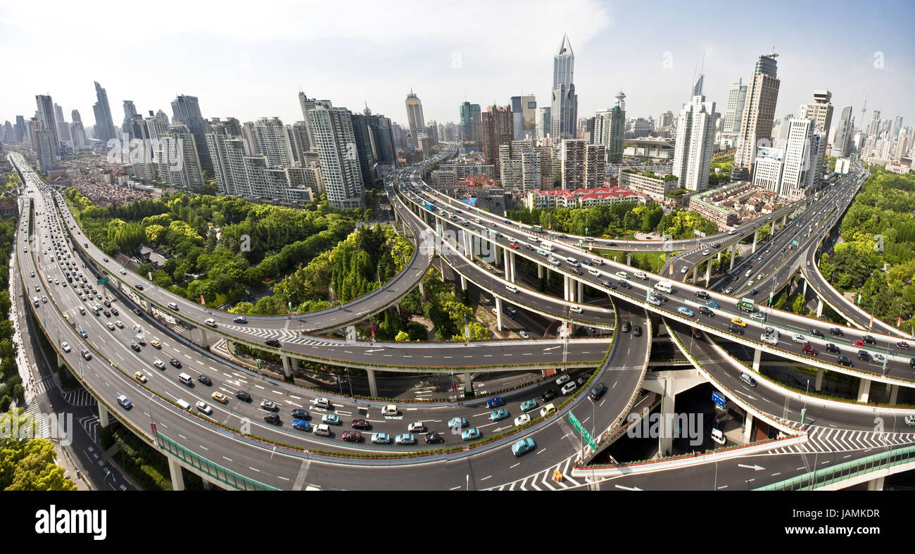 China,Shanghai,streets,highway,Yannan Lu,Chengdu Lu Stock Photo - Alamy