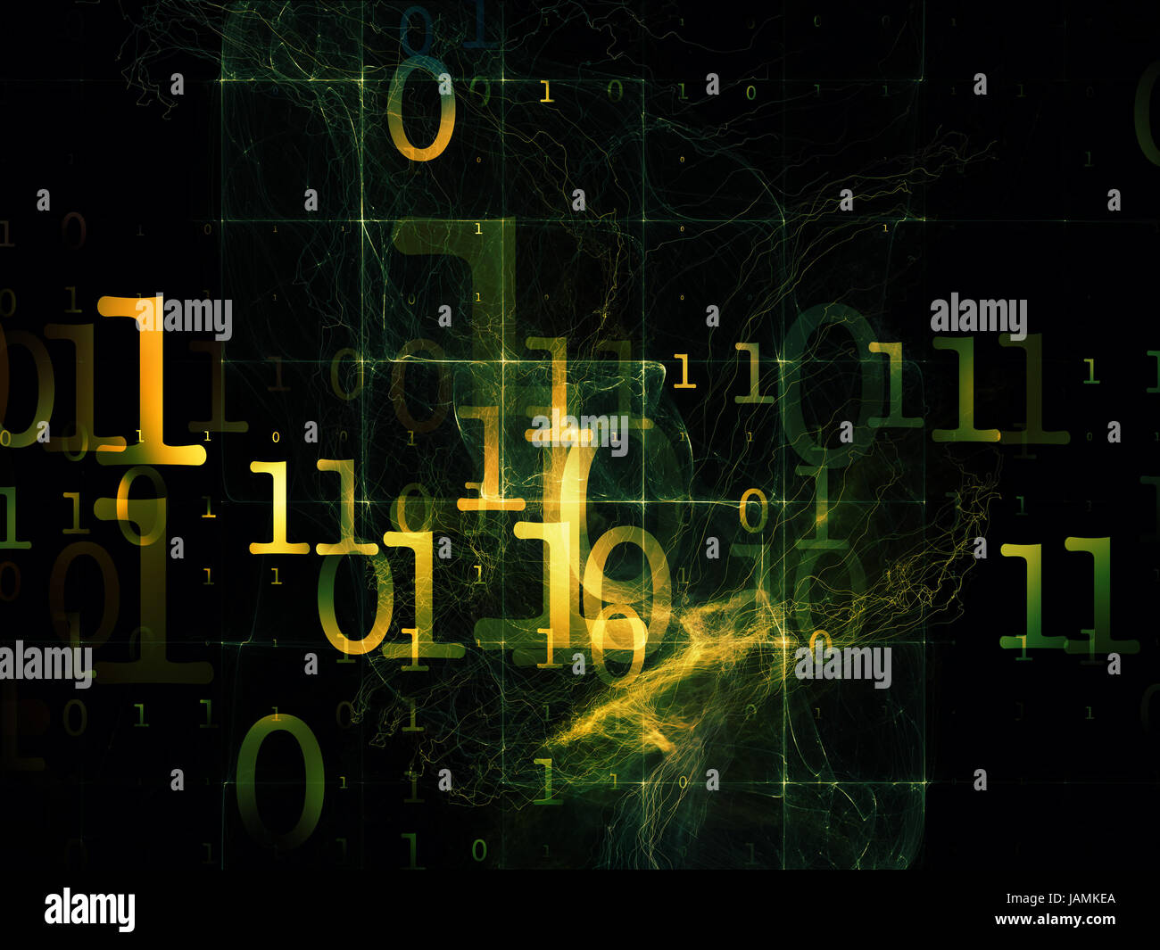 Number in Space series. Backdrop of numbers, fractal textures and ...