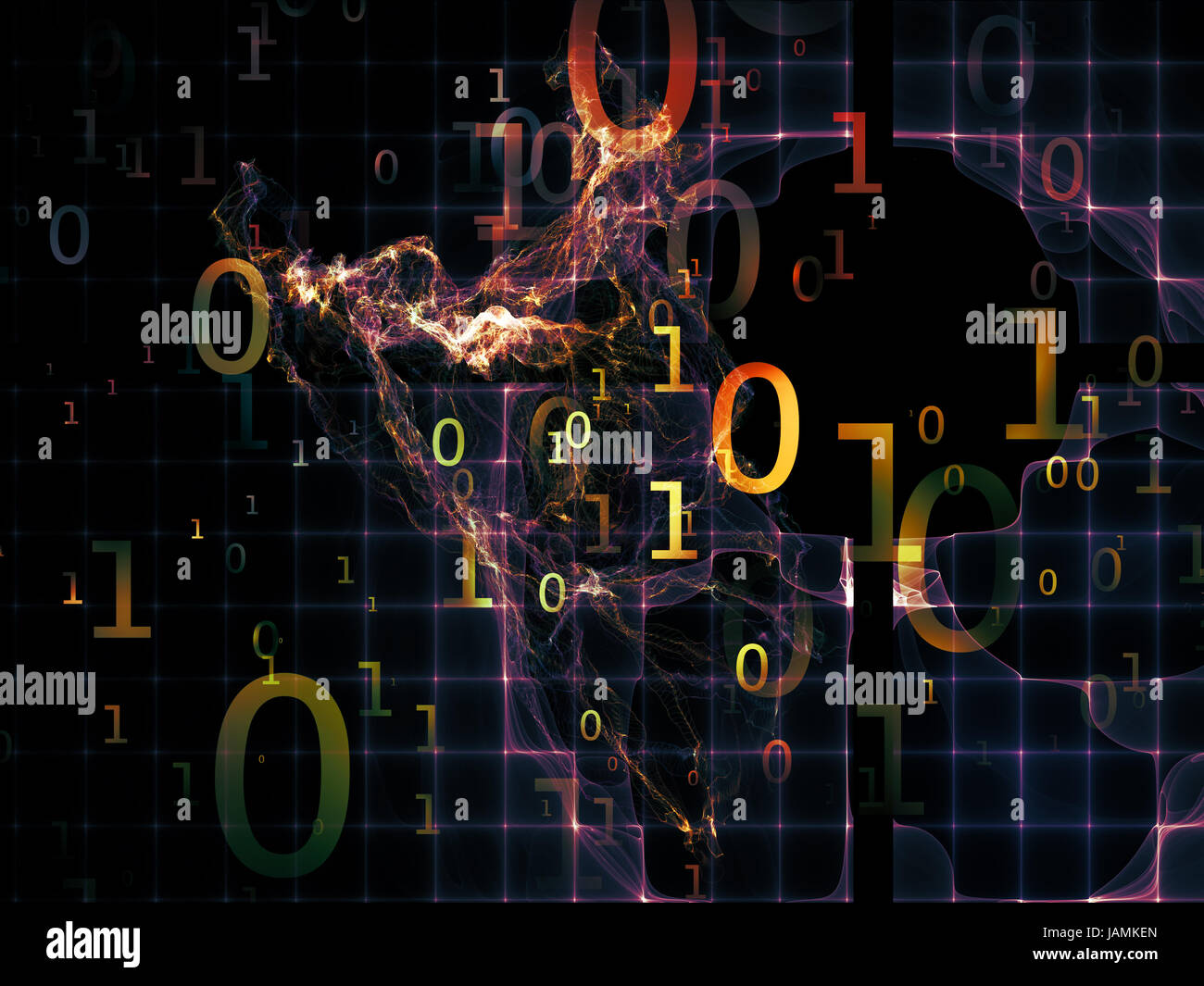 Number in Space series. Abstract composition of numbers, fractal ...