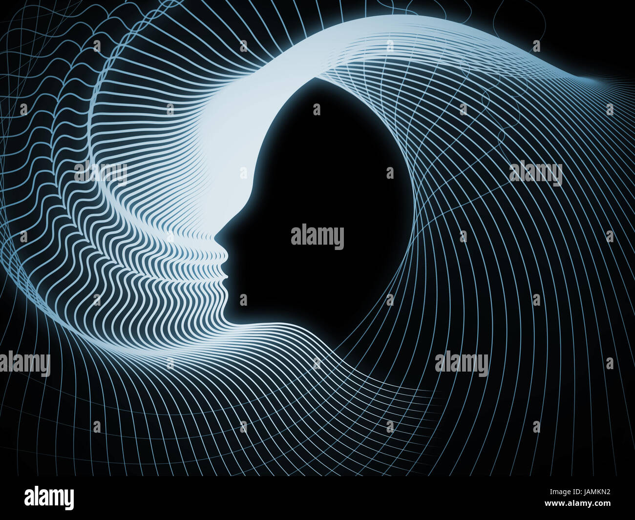 Geometry of Soul series. Composition of profile lines of human head ...