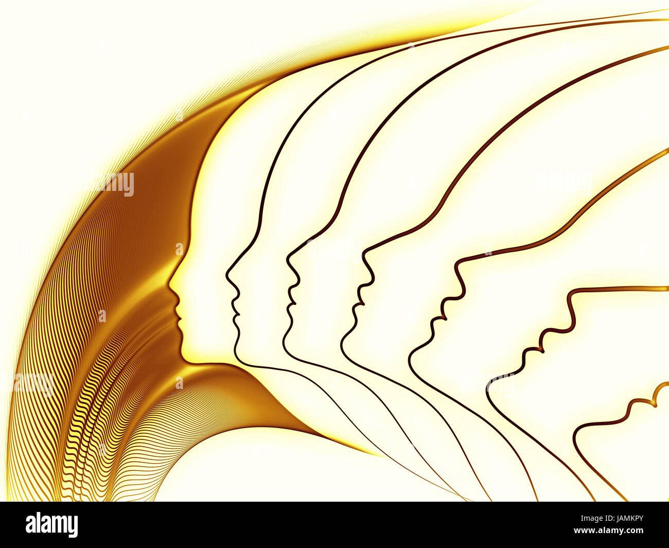 Geometry of Soul series. Composition of profile lines of human head on ...