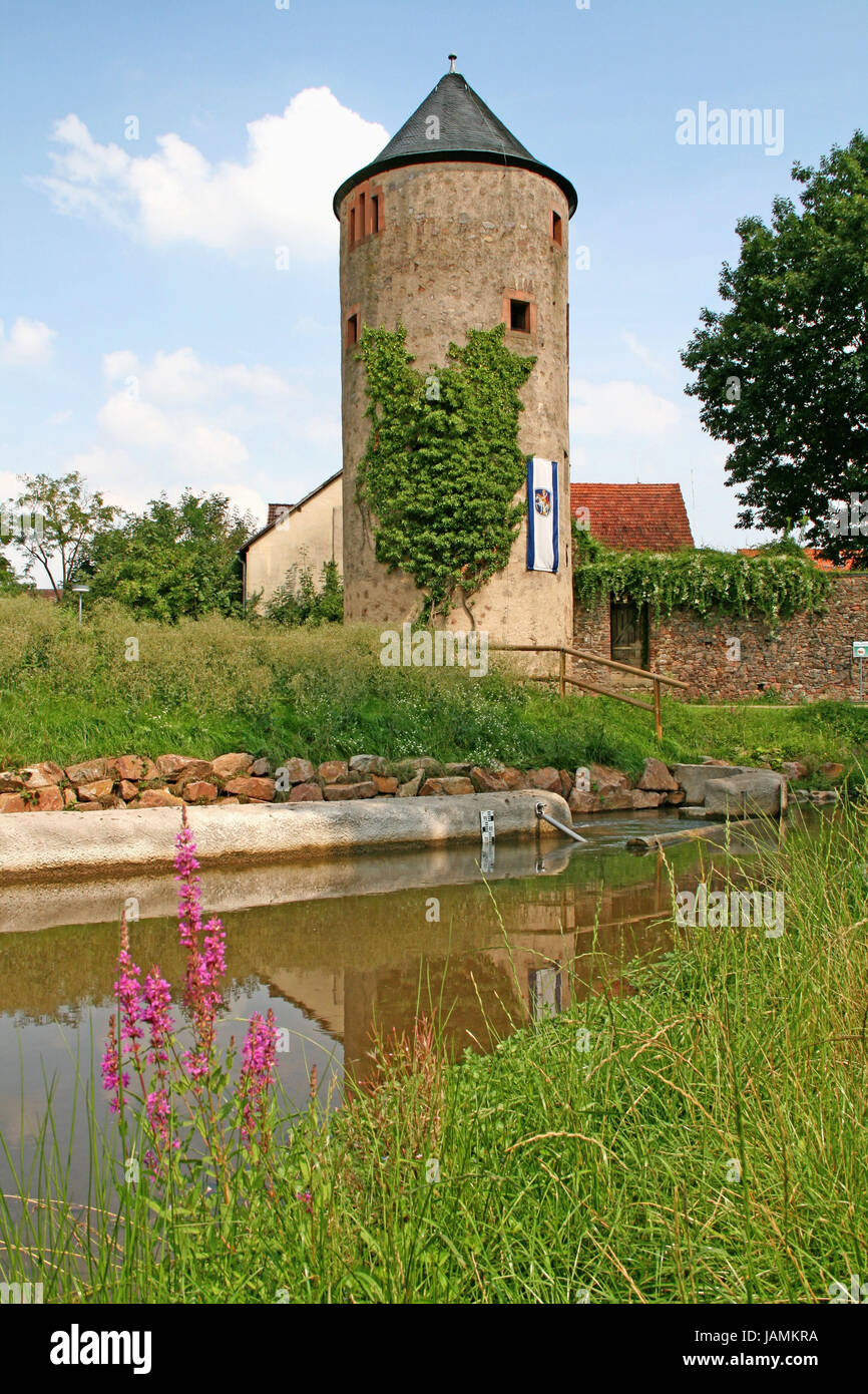 Germany,Hessen,castle Die,Mühlturm,corner tower,tower,city ...