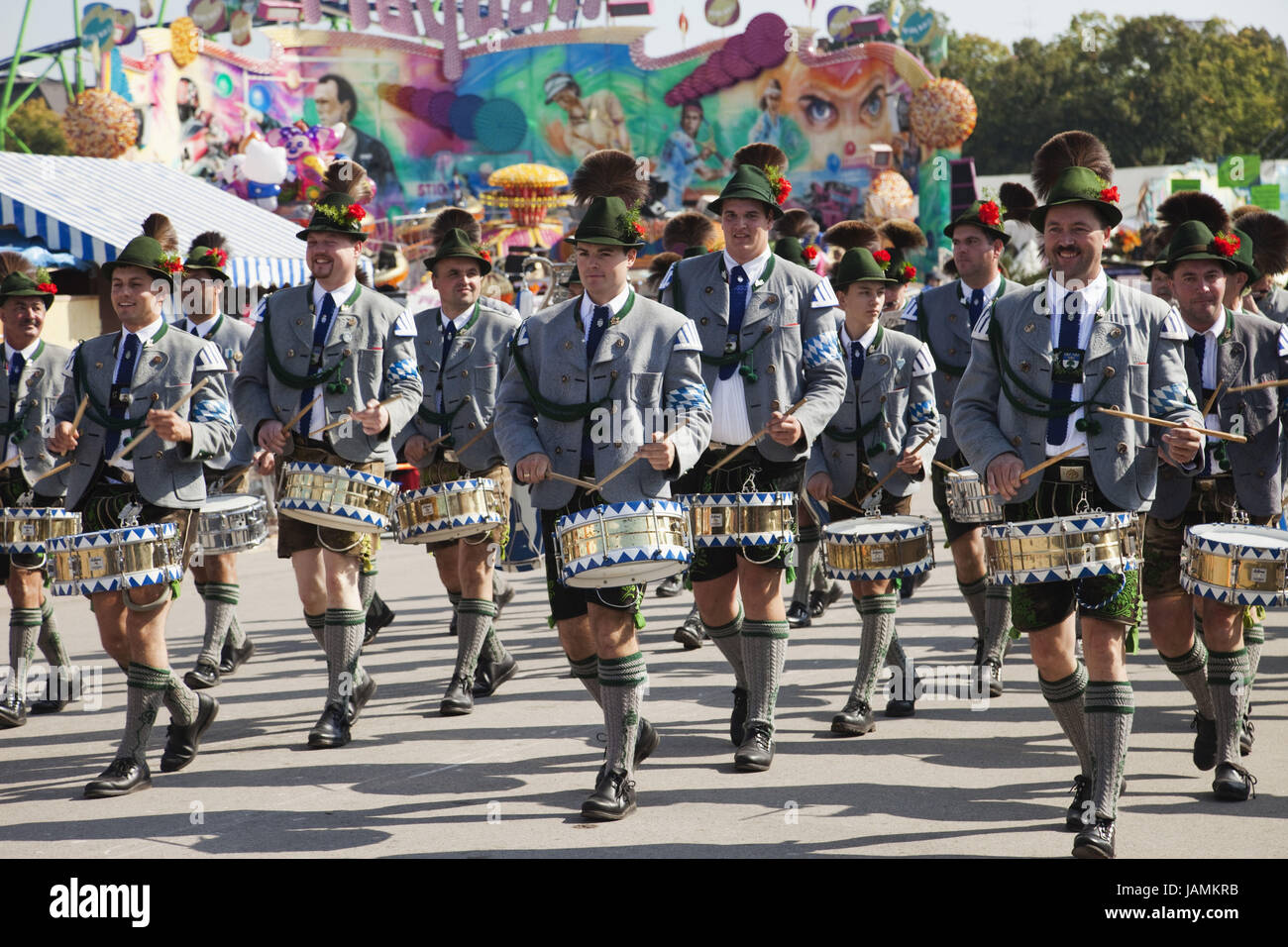 Germany,Bavaria,Munich,October feast,procession,musician,drum train ...