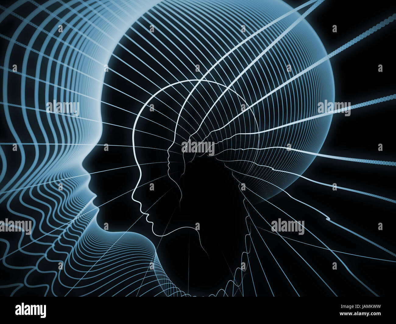 Geometry of Soul series. Composition of profile lines of human head on ...