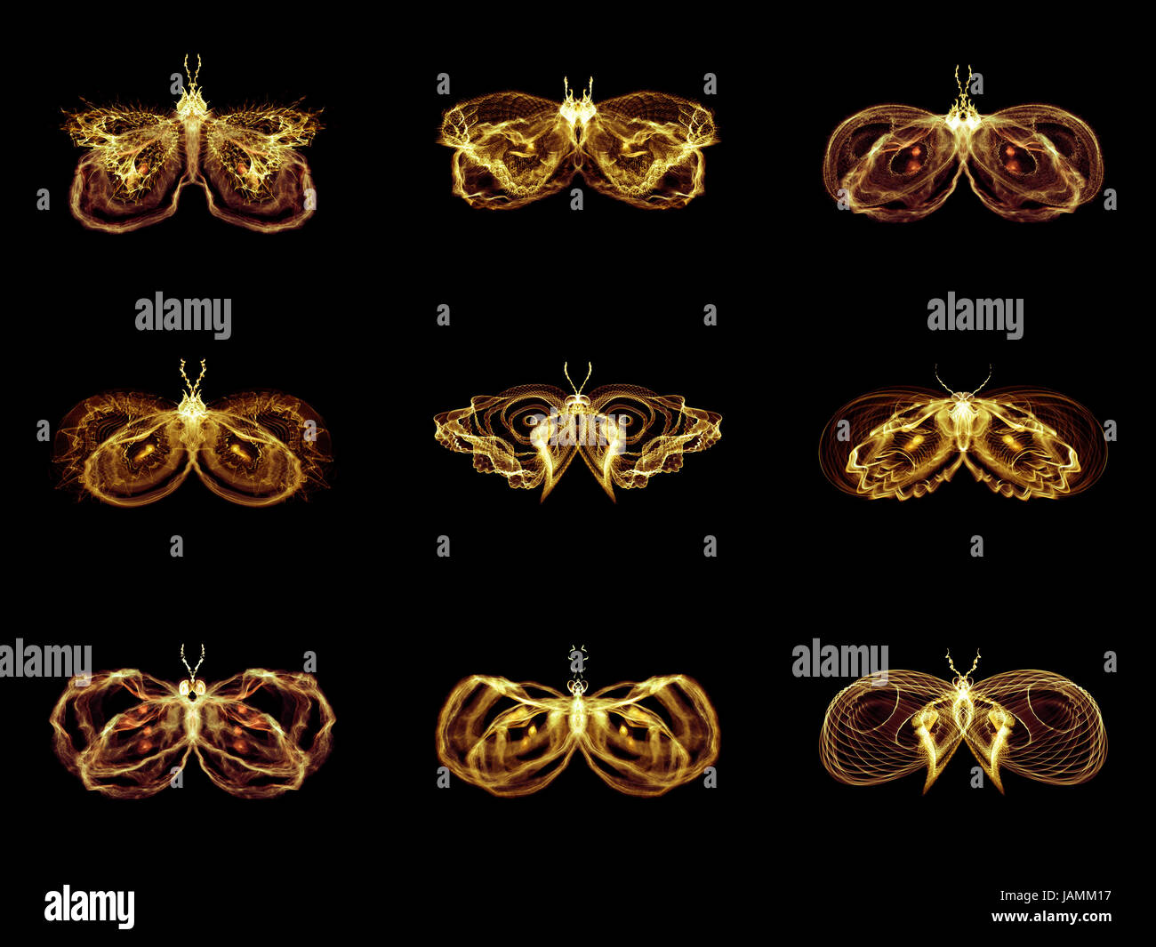 Fractal Butterflies series. Arrangement of isolated fractal butterflies ...