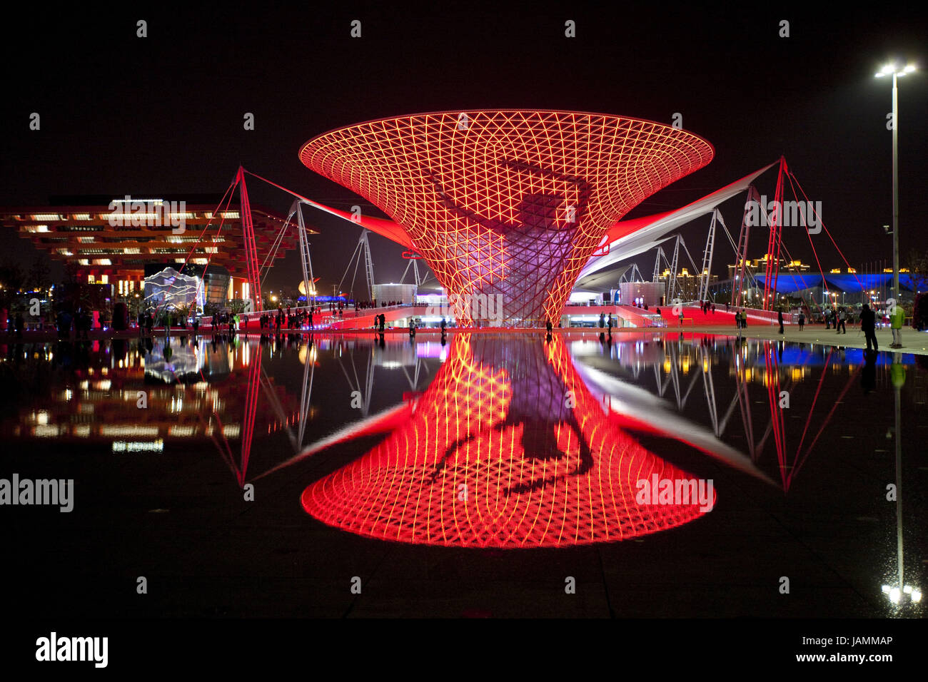 China,Shanghai,Expo in 2010,Expo boulevard,China pavilion,night Stock ...