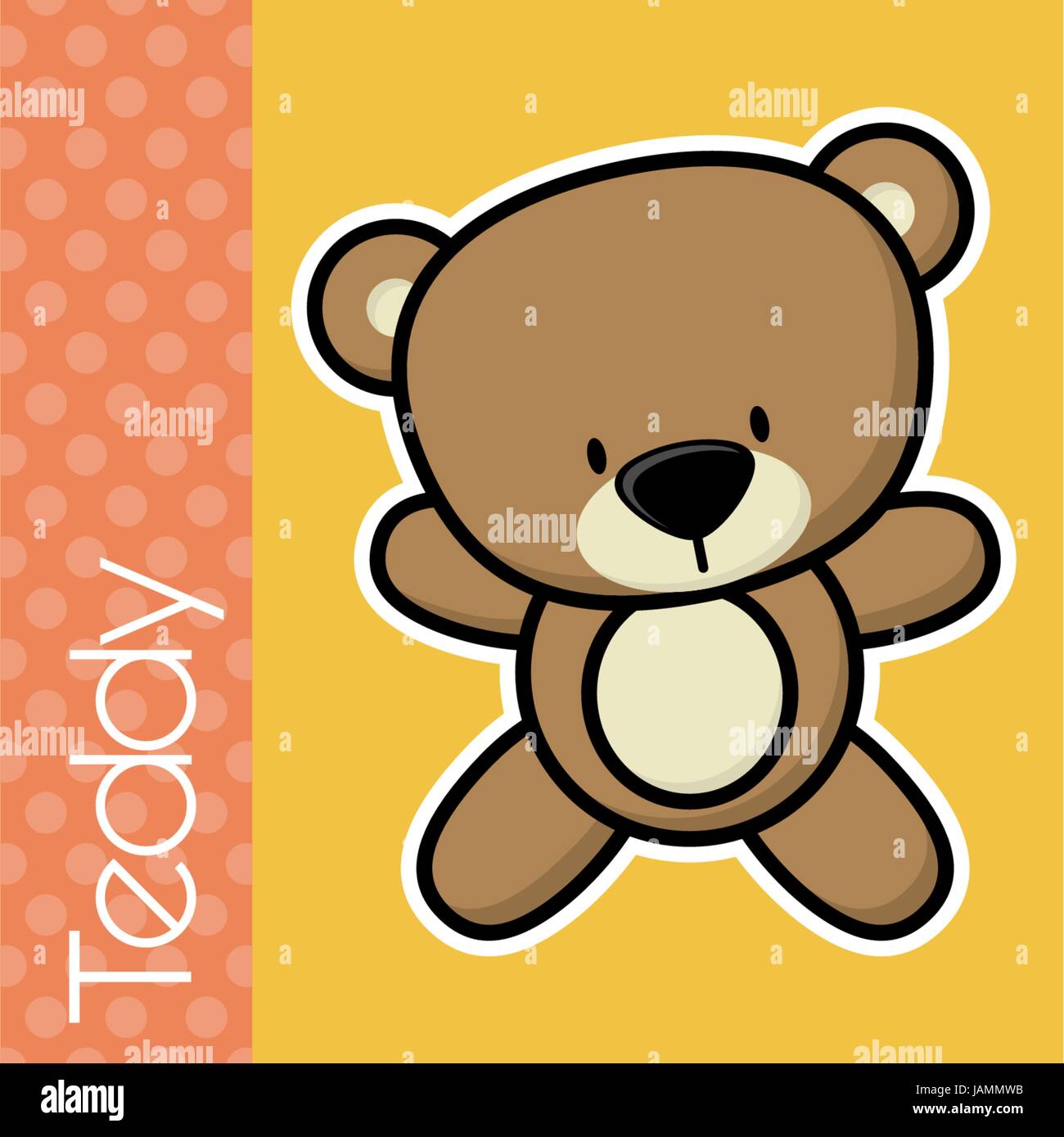 cute little baby teddy bear and text on solid color background with ...