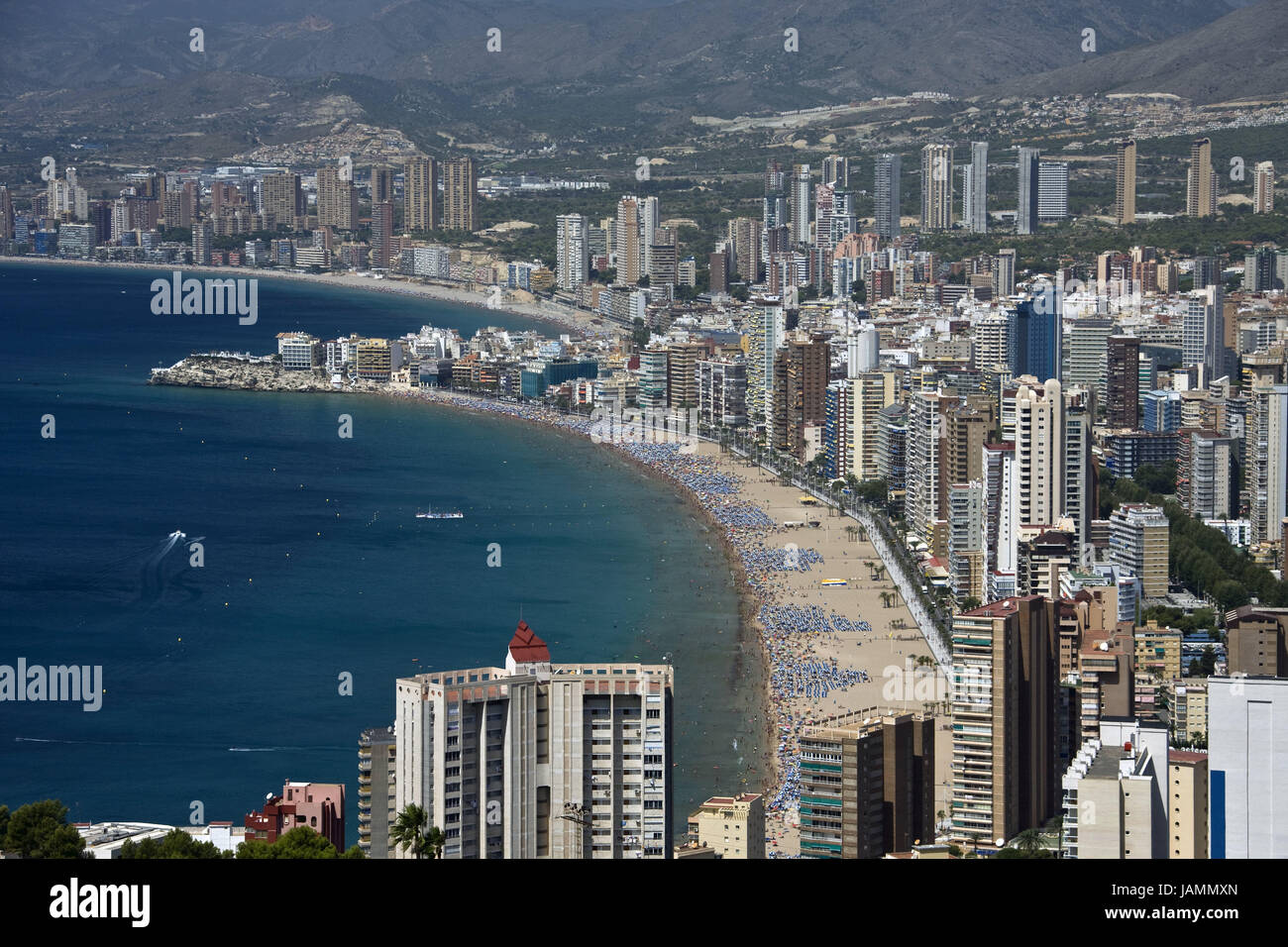 Spain,Costa Blanca,Benidorm,town overview,coast,sea,Europe,the ...