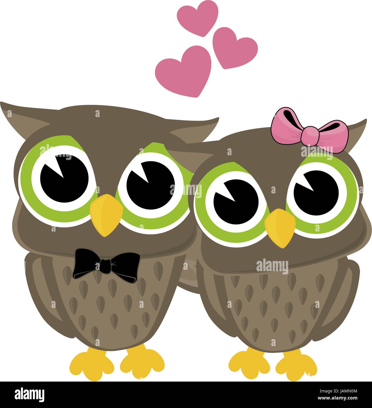 cute owls in love isolated on white background Stock Vector Image & Art ...