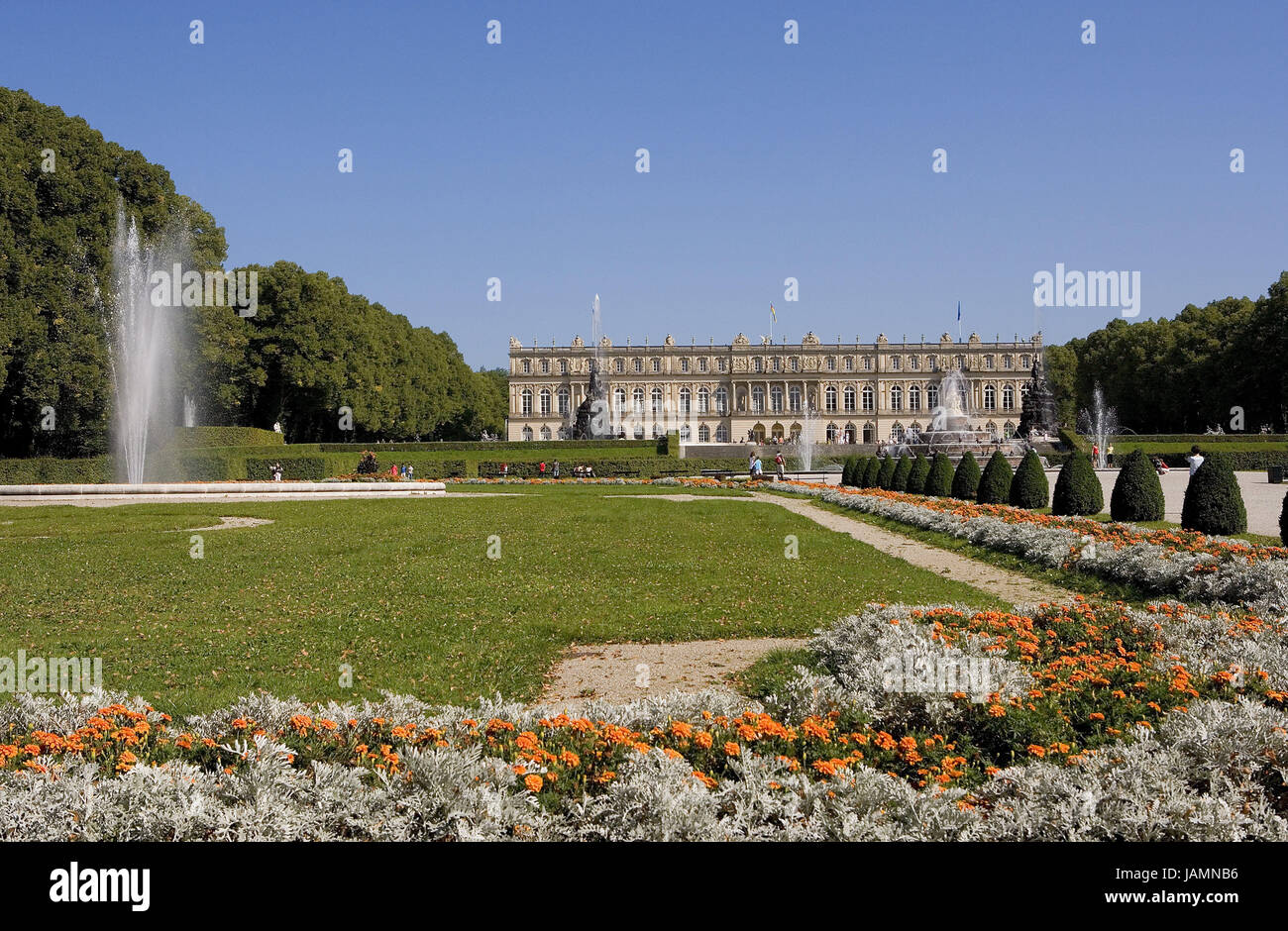 Germany,Upper Bavaria,lock Lord's Lake Chiem,castle grounds,tourist,no ...