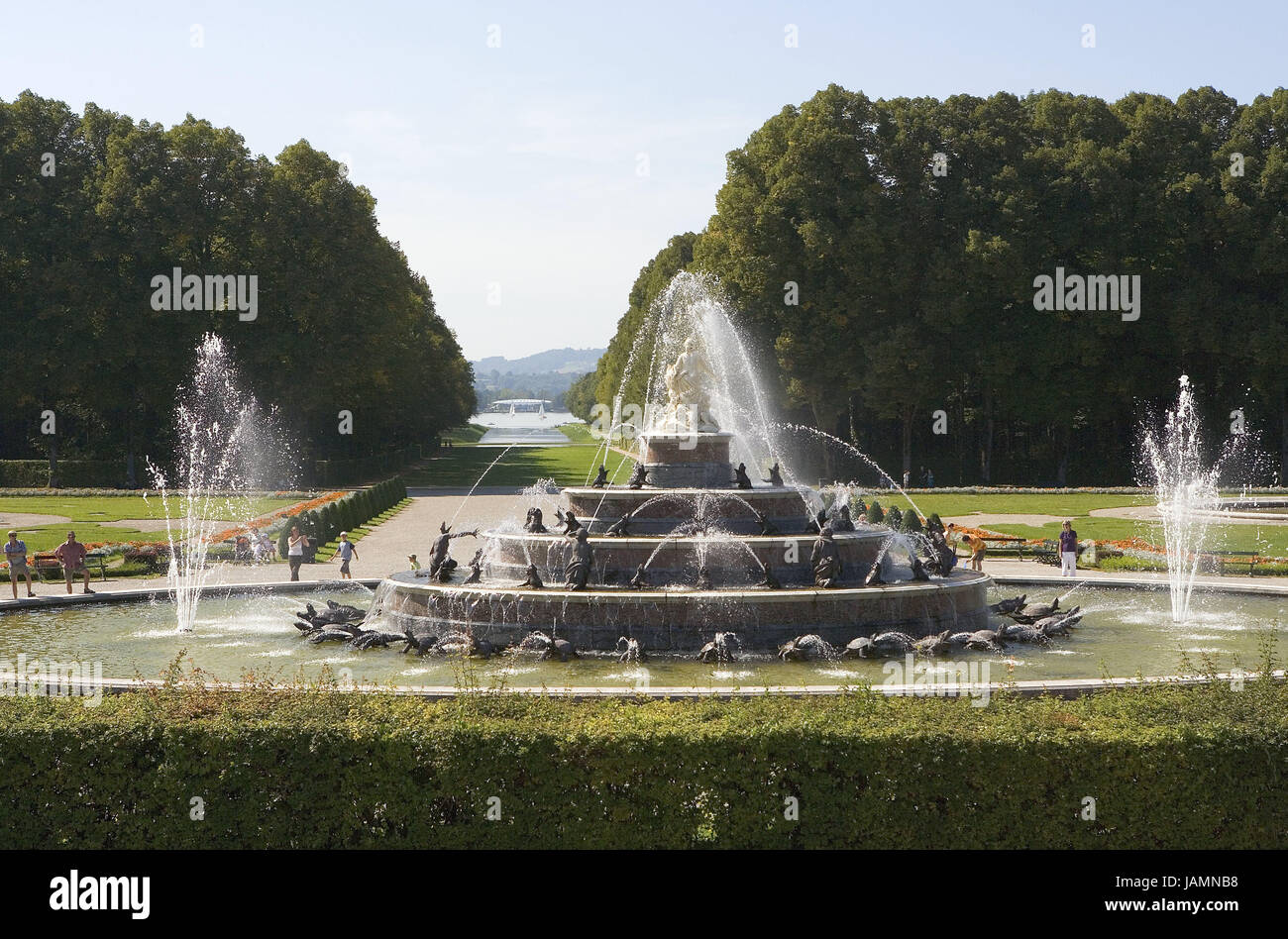 Germany,Upper Bavaria,lock Lord's Lake Chiem,park,well,tourist ...