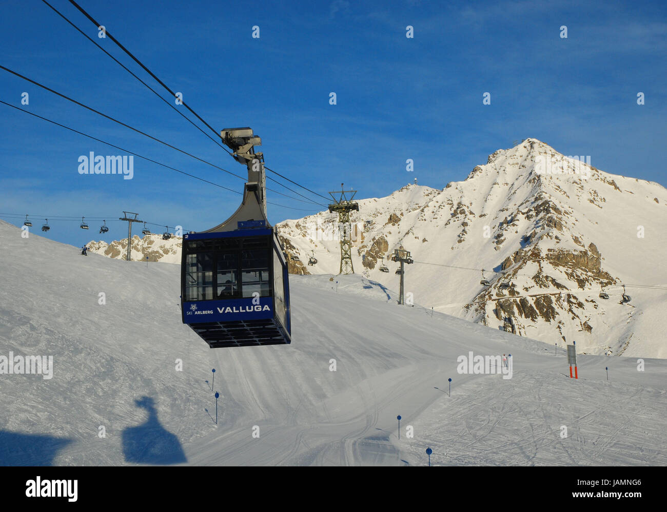 Austria,Tyrol,mountain Arl,Saint Anton,skiing area,Valluga,cable car ...