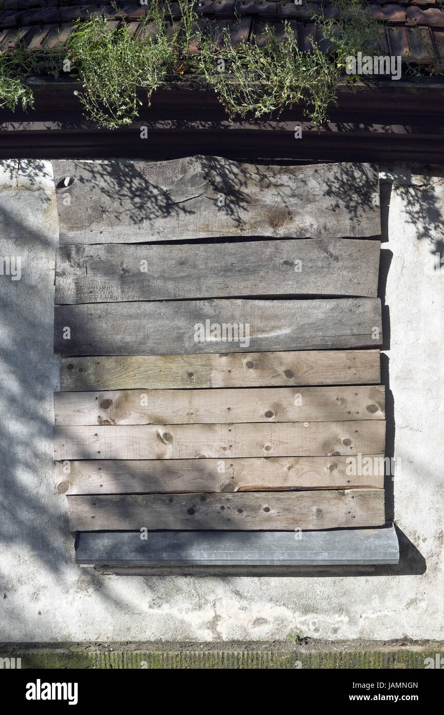 Conception,old house,boarded up window Stock Photo - Alamy