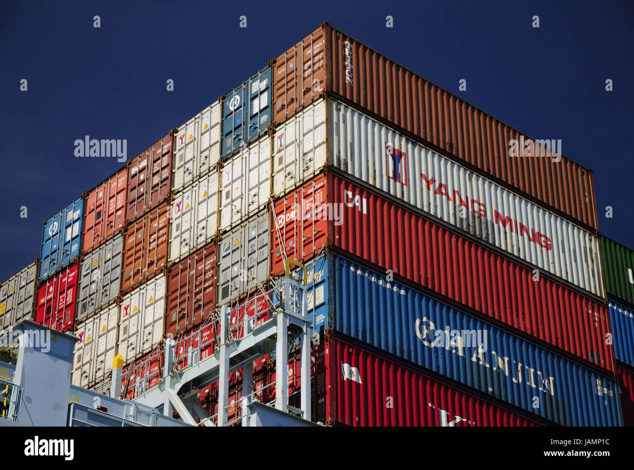 Germany,Hamburg,harbour,container ship,container port,container,stacked ...