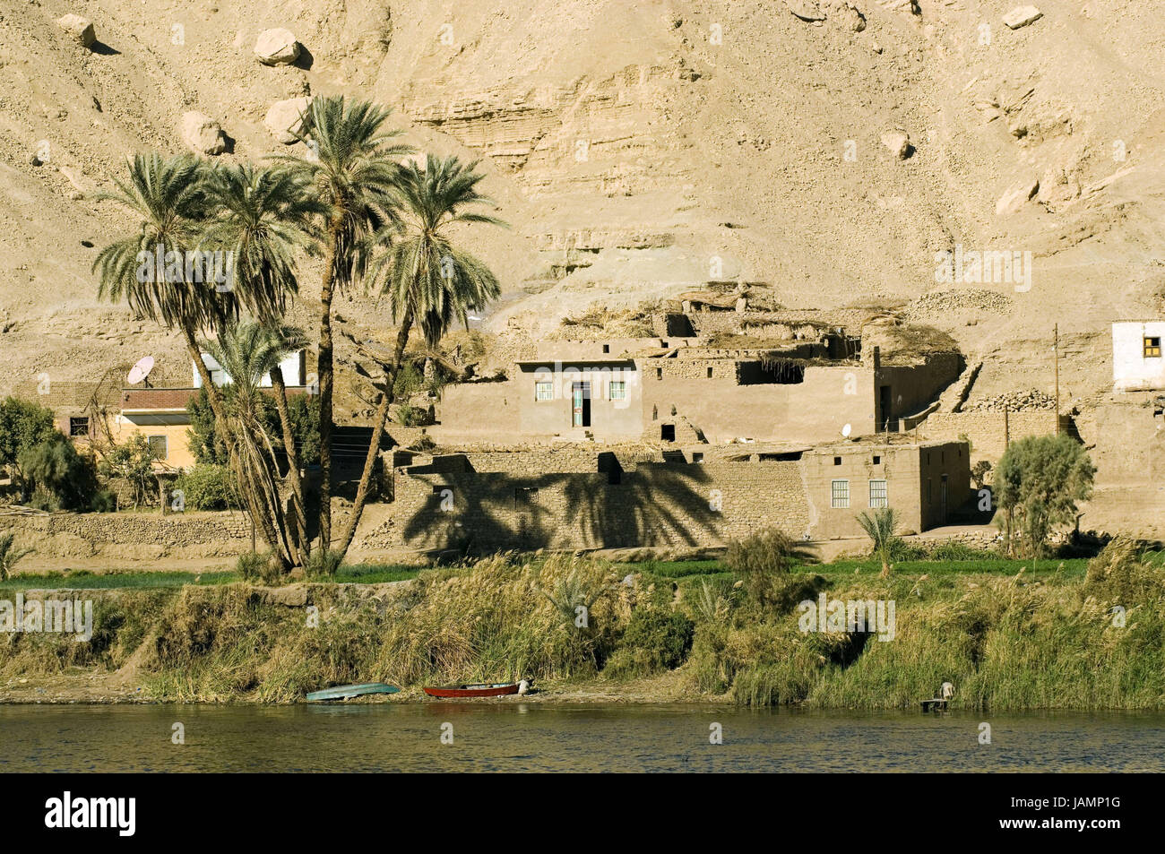 Egypt,Nile valley,the Nile,riverside,houses,palms Stock Photo - Alamy