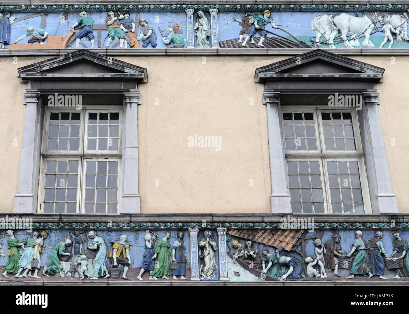 Colourful, Italianate-styled building detail known as Sunlight Chambers ...