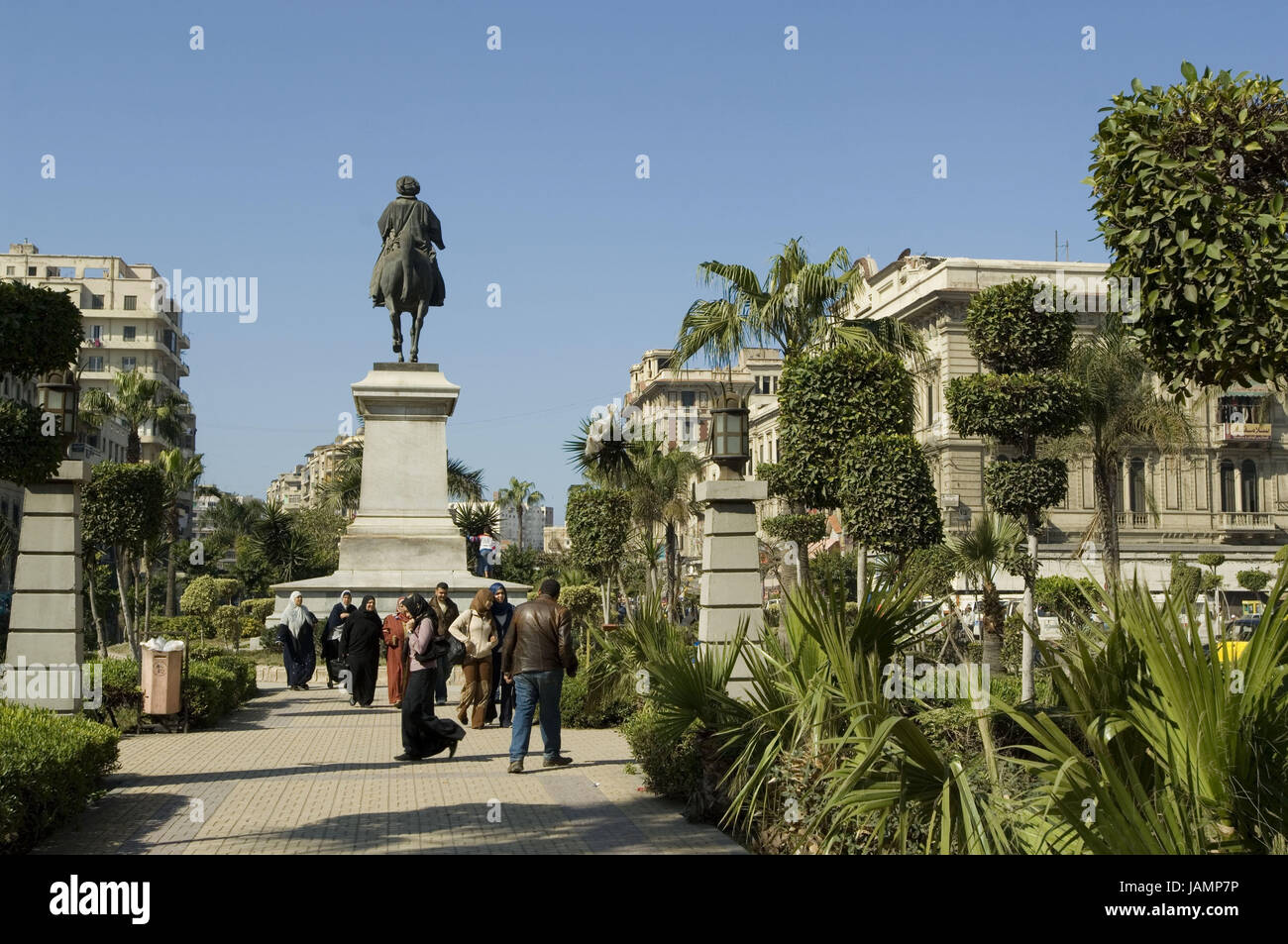 Egypt,Alexandria,city centre,Midan el-Tahrir,passer-by,equestrian ...