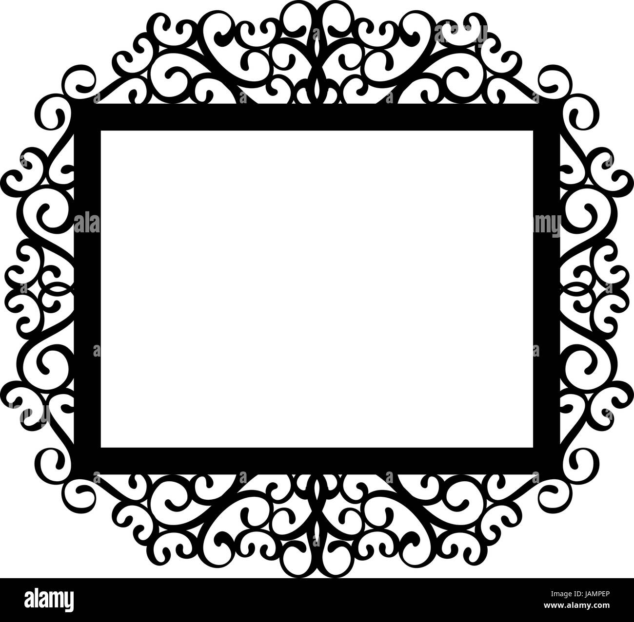 decorative frame silhouette in black isolated on white background ...