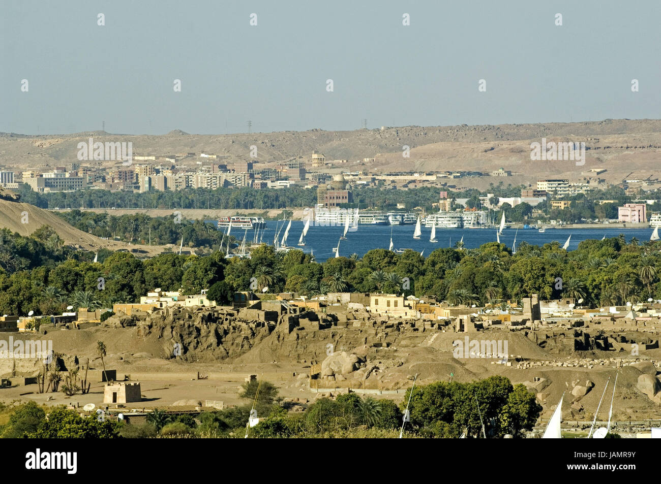 Egypt,Aswan,Nile island Elephantine,excavation site,the Nile,boots ...