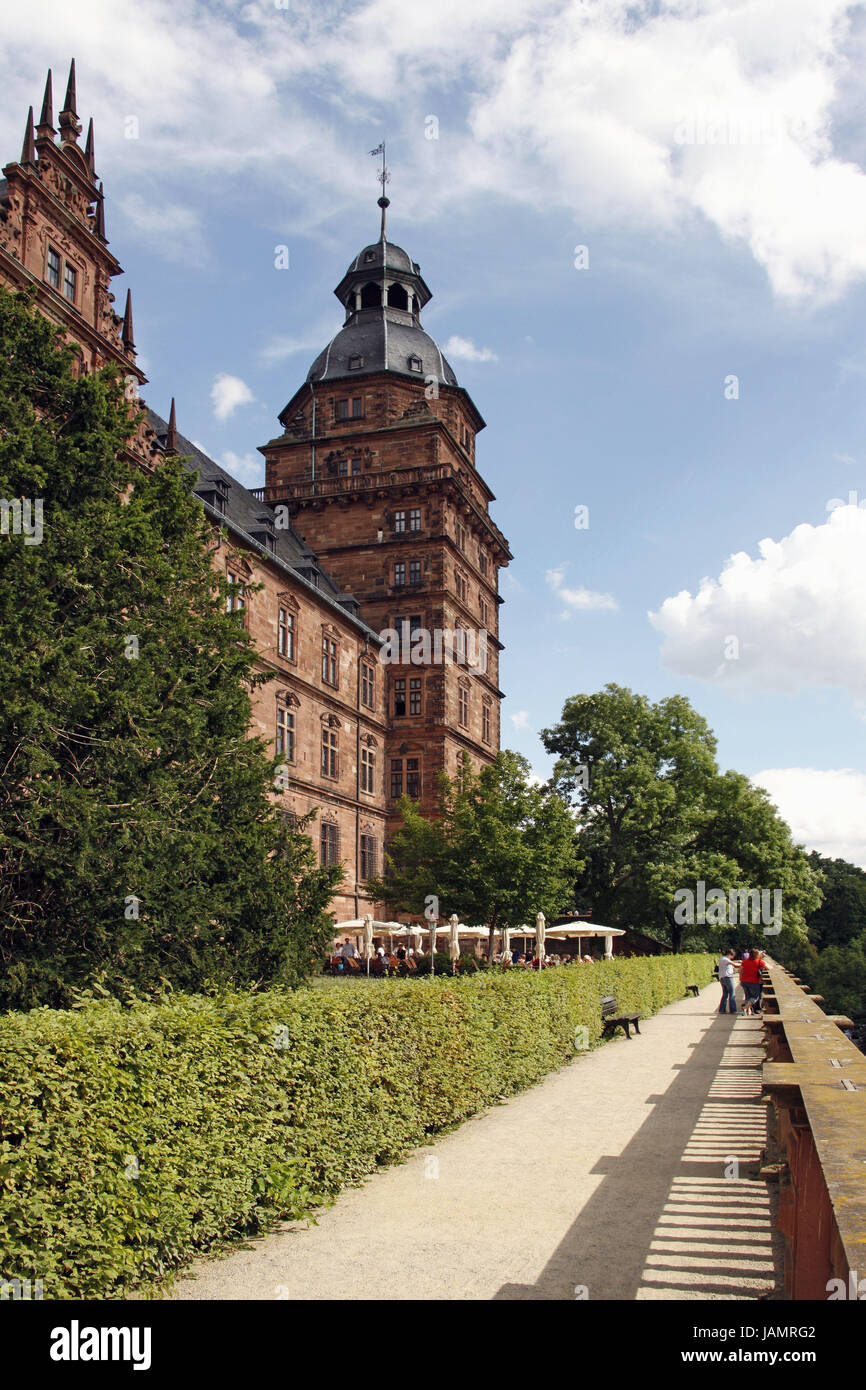 Germany,Bavaria,Ashaffenburg,lock castle Johannis,promenade,tourist ...