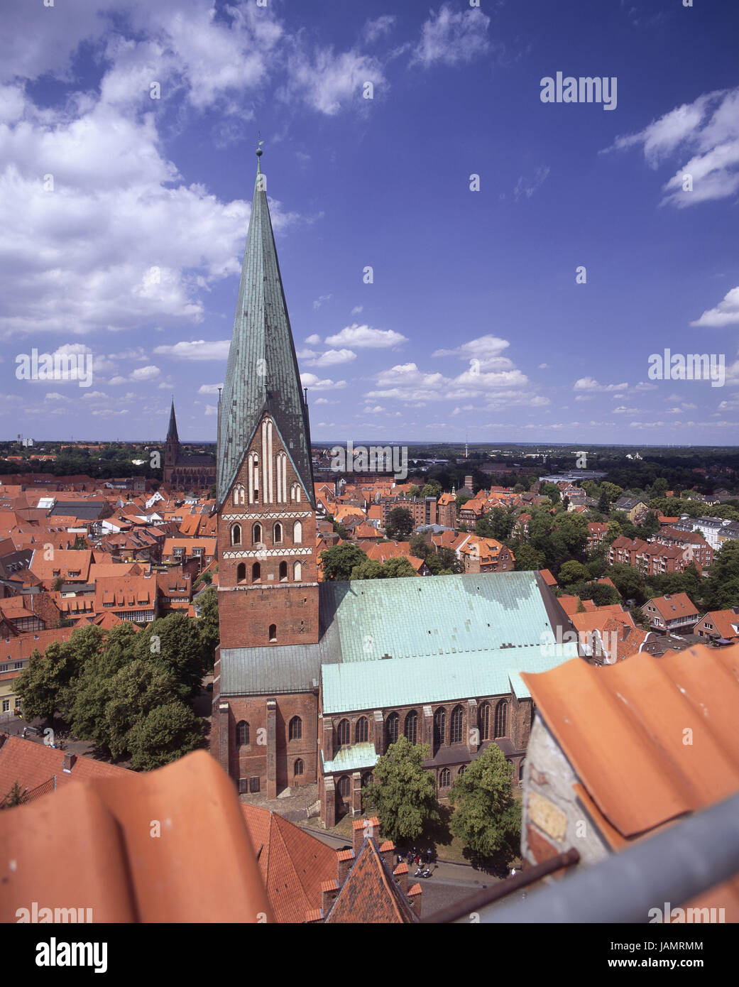 Germany,Lower Saxony,Luneburg,water tower,view,Johanniskirche,town ...