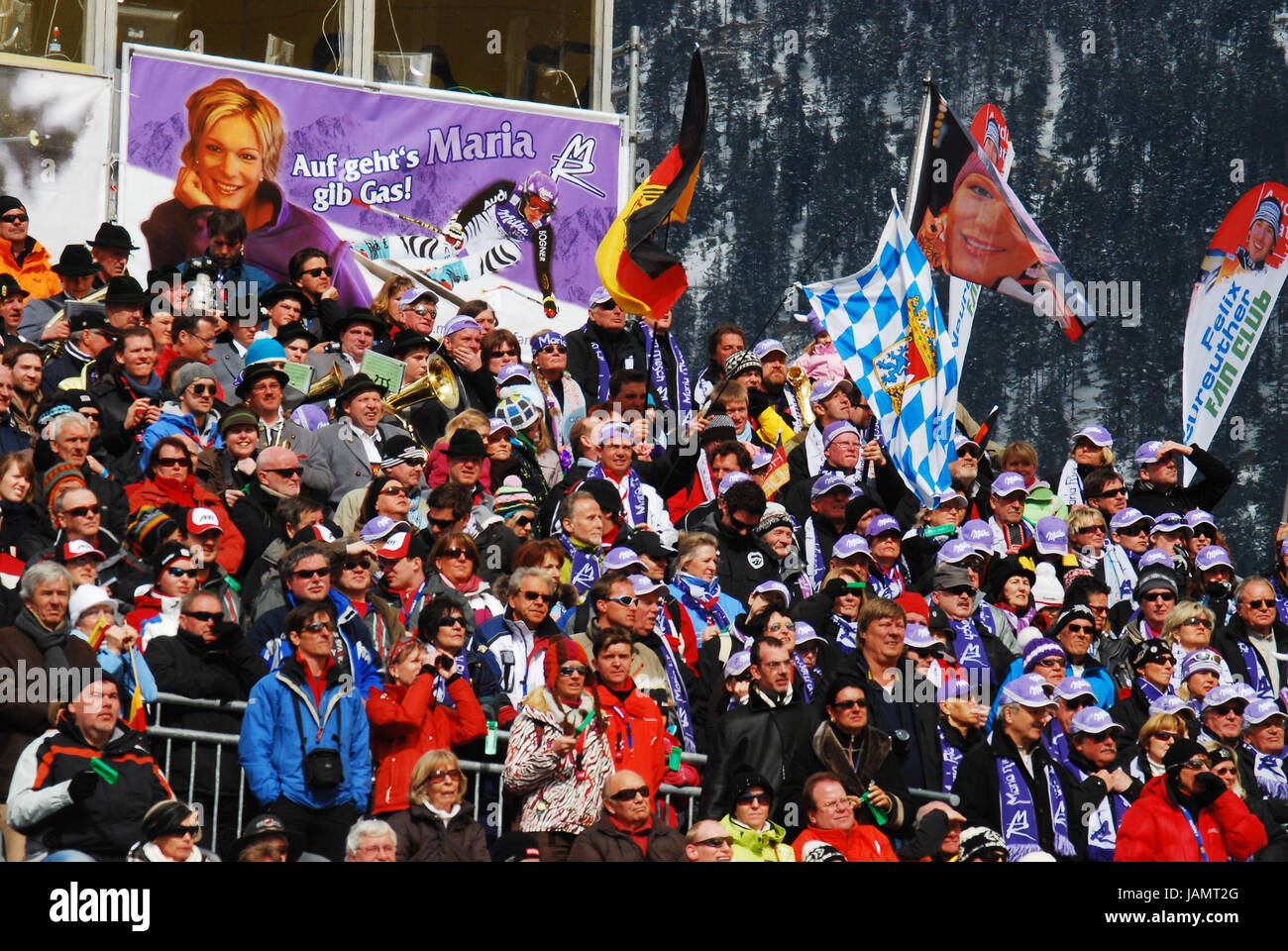 Winter sports,Ski-alpine,stand,spectator,supporters' club Stock Photo ...