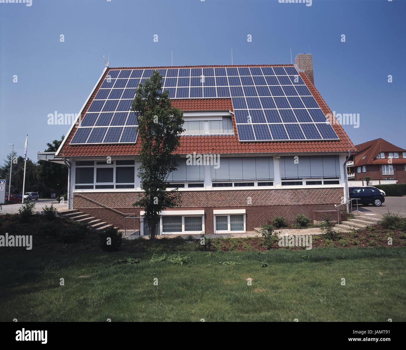Germany,Lower Saxony,old country,Jork,house roof,solar cells,buildings ...