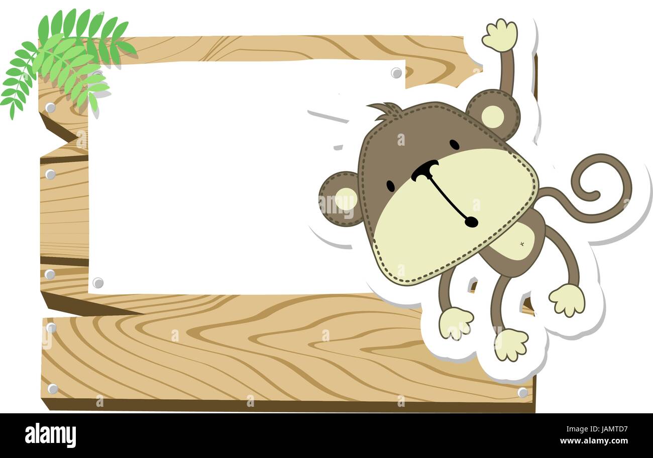 cute baby monkey with blank signboard isolated Stock Vector Image & Art ...