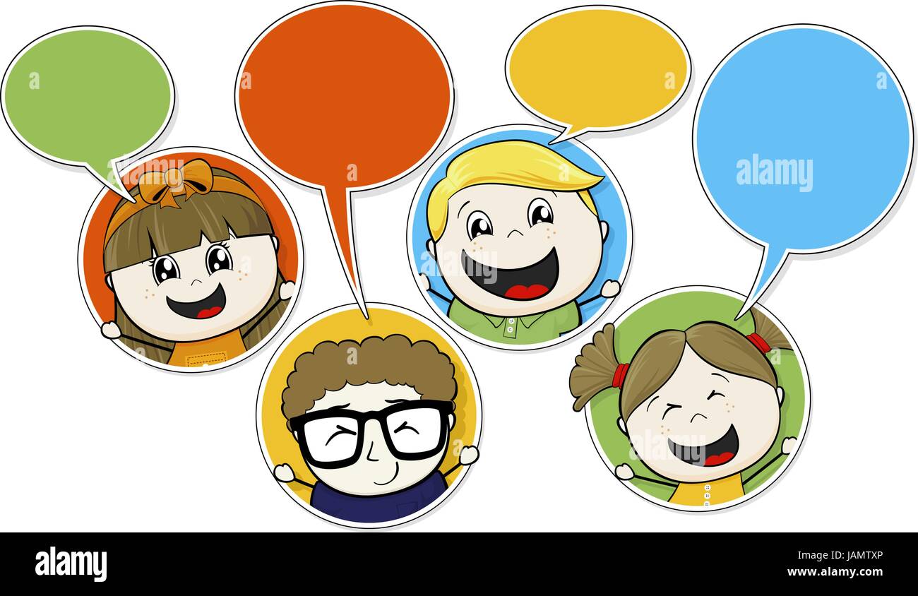 little childs chatting vector illustration of communication concept ...