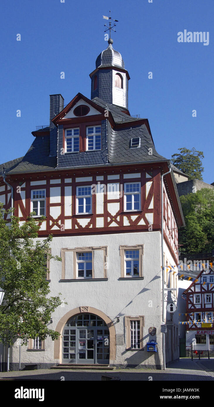 Germany,Hessen,Westerwald,dill castle,old city hall,half-timbered house ...