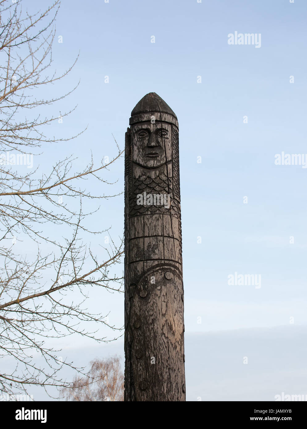 wooden statue of the Slavic god Perun. Dubno, Ukraine Stock Photo - Alamy
