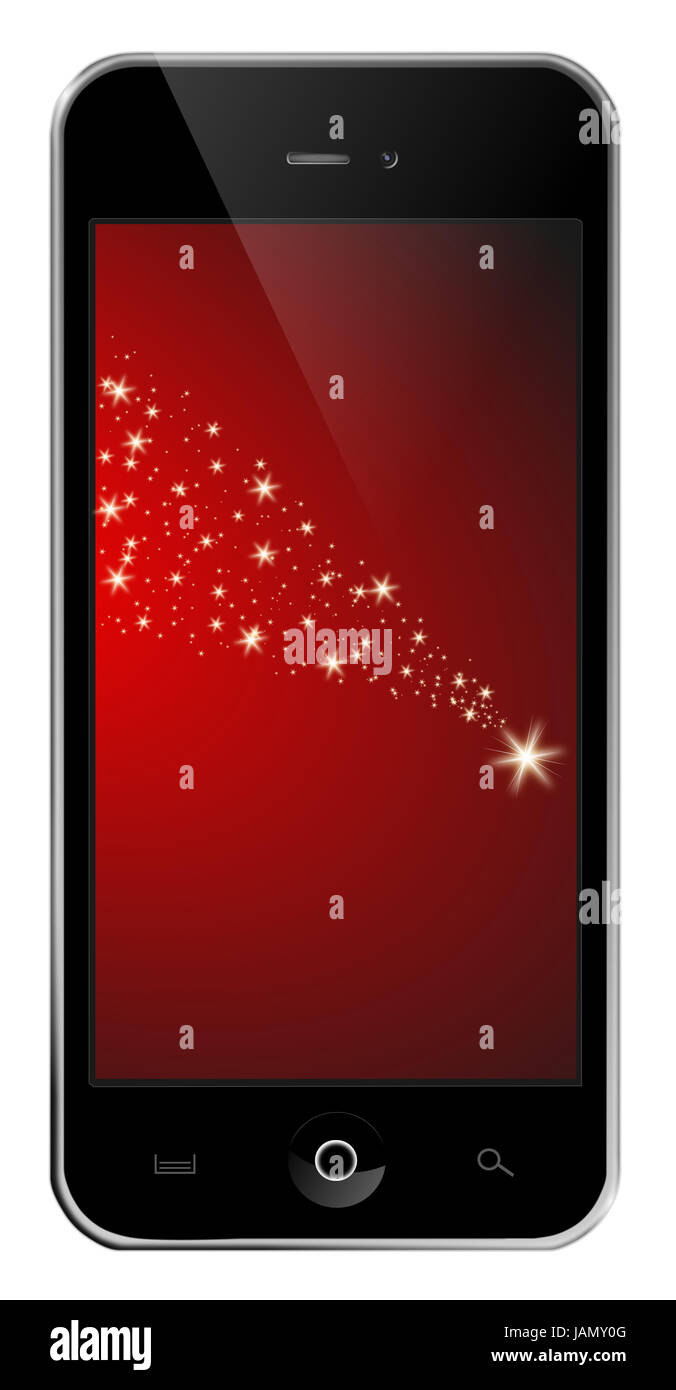 Mobile phone with falling star Stock Photo - Alamy
