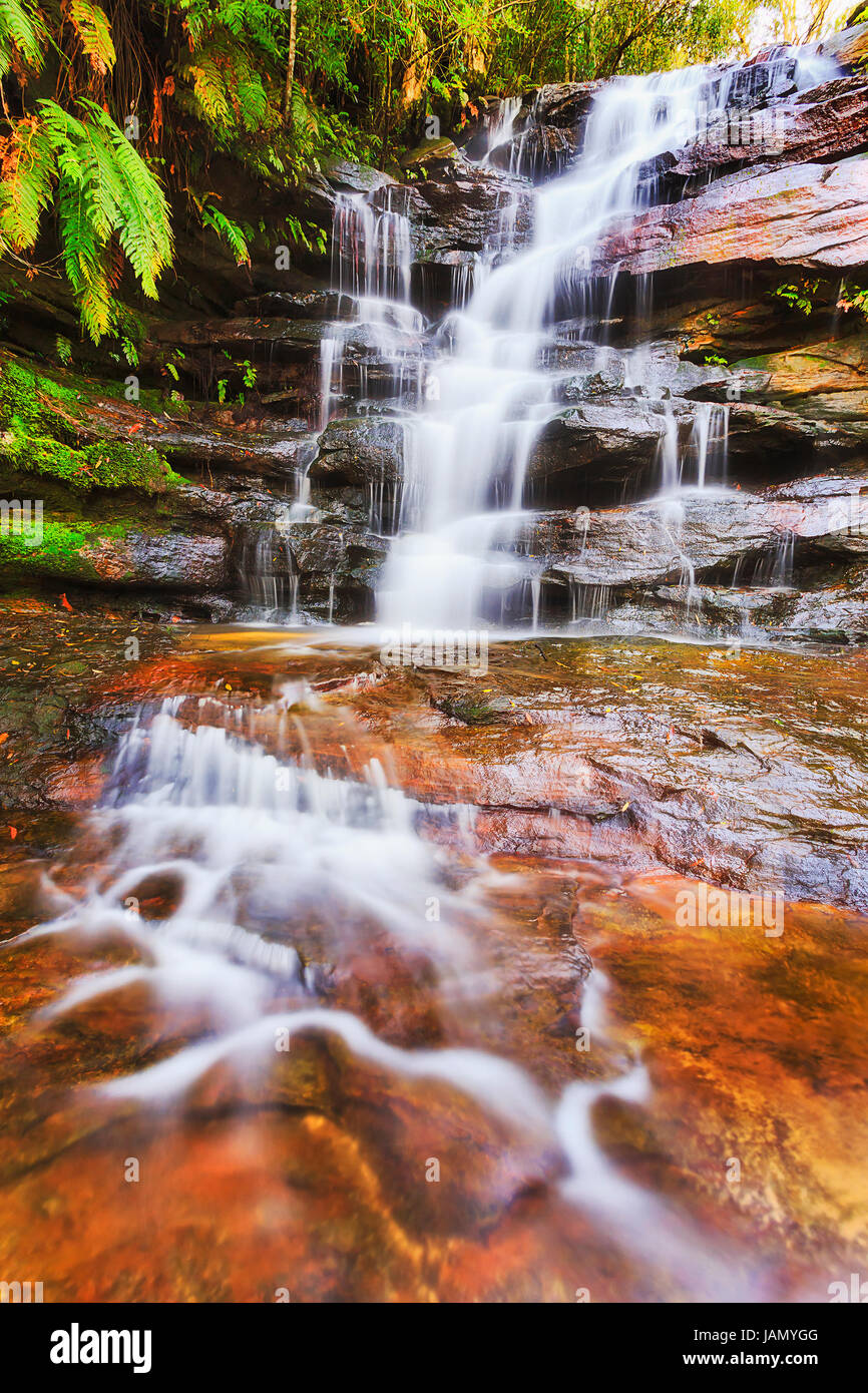 Close up view of rain-forest waterfall cascade - Somersby falls on ...
