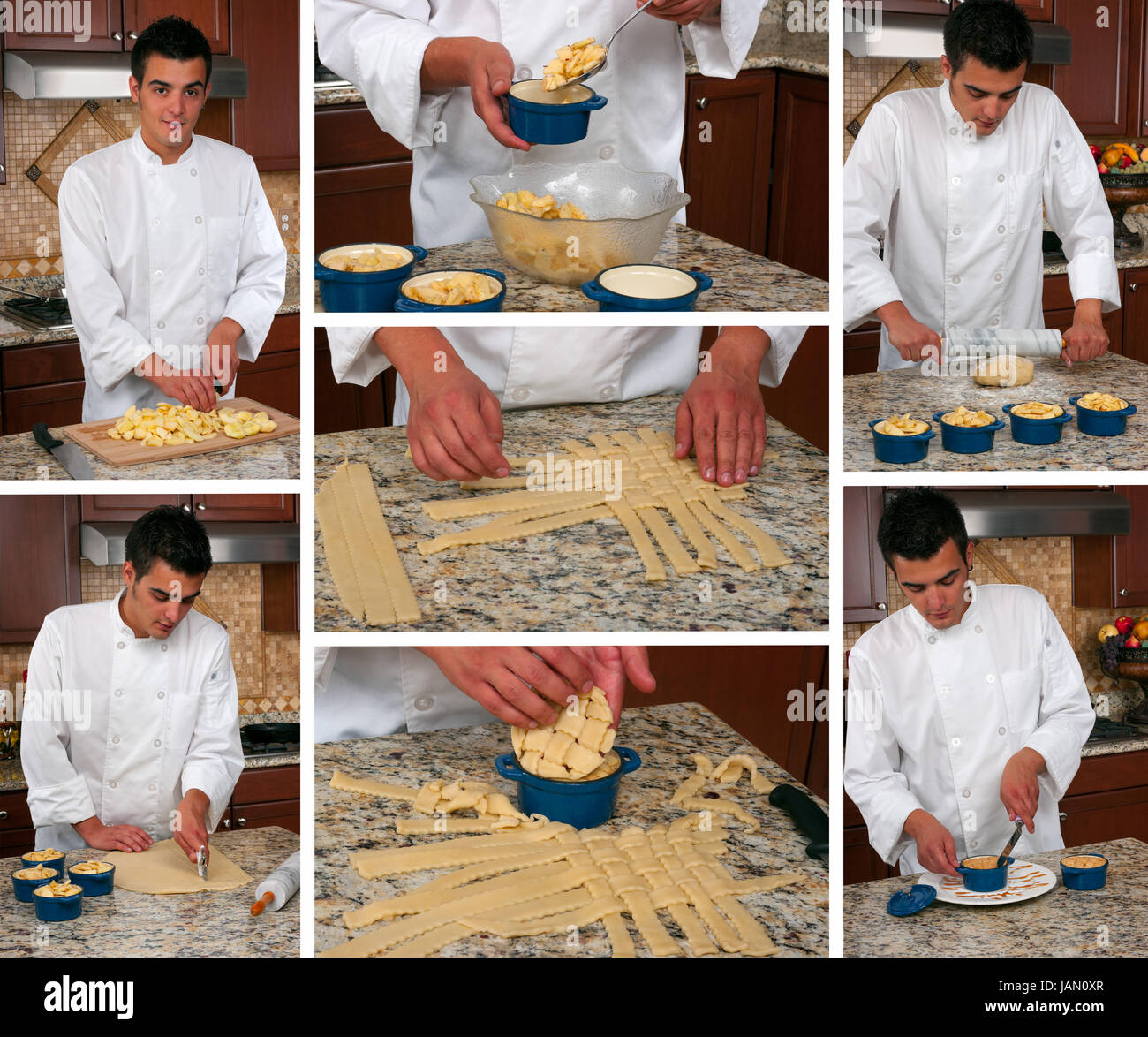 Apple pie making collage Stock Photo - Alamy