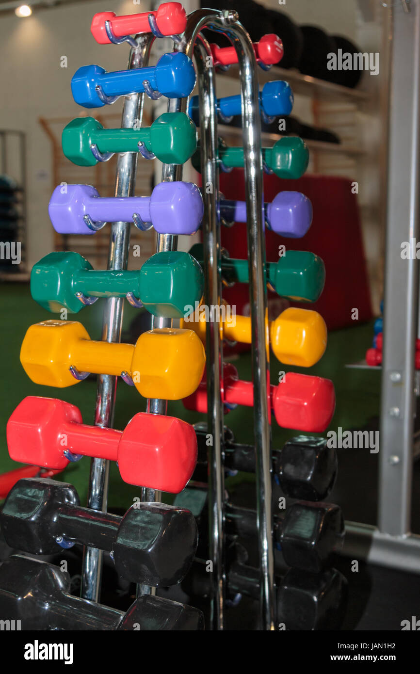 Rubber Colorful Dumbbells in different Sizes, Weight Fitness Equipment ...
