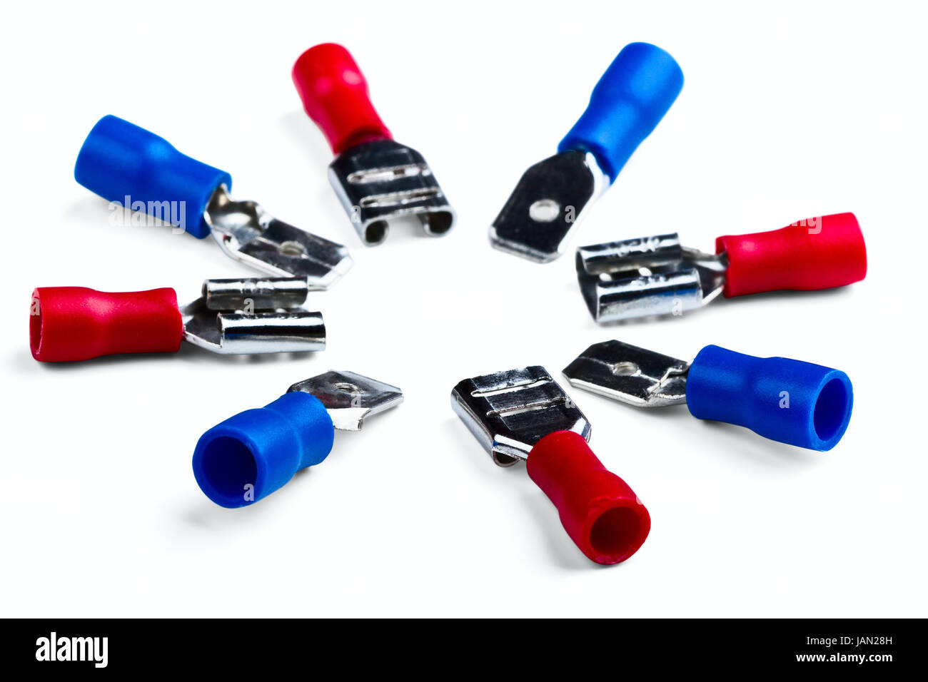 set of plugs for electricity cables isolated on a white background ...
