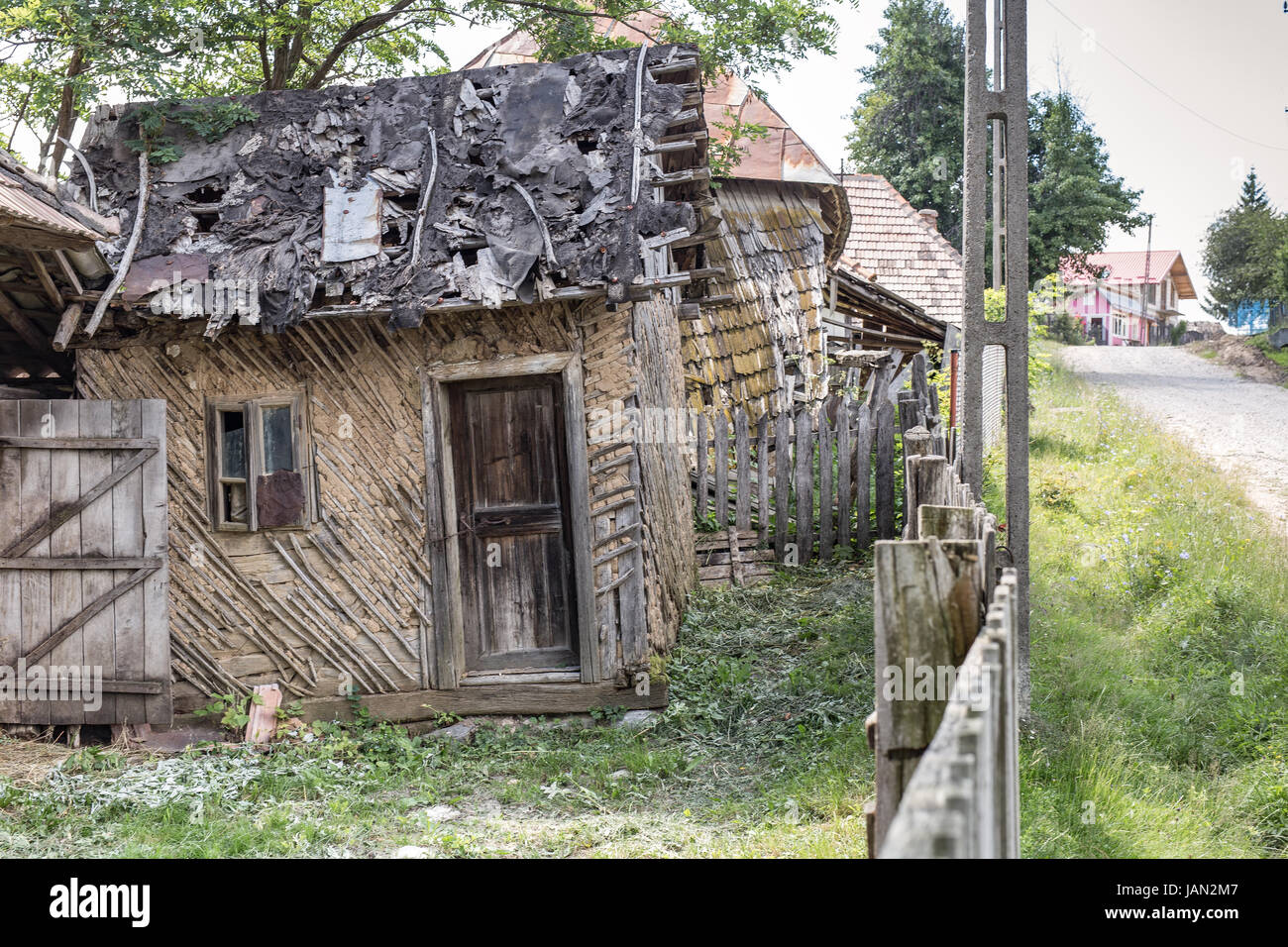 Romanian countryside traditional architecture, beutiful mountainous ...