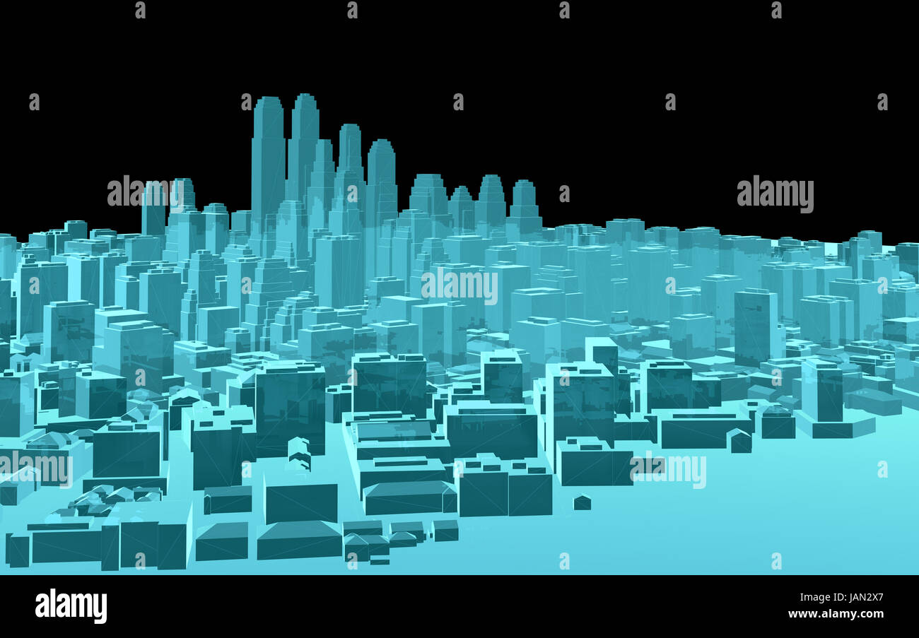 X-Ray Image Of Modern City on Black Stock Photo - Alamy