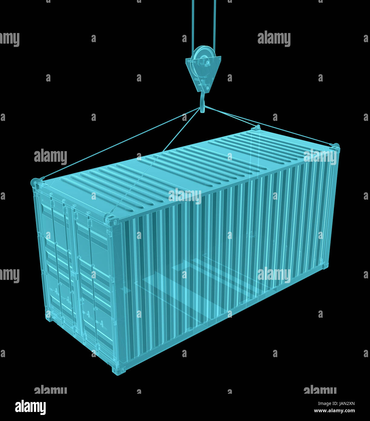 Shipping container with hook. X-ray image Stock Photo - Alamy