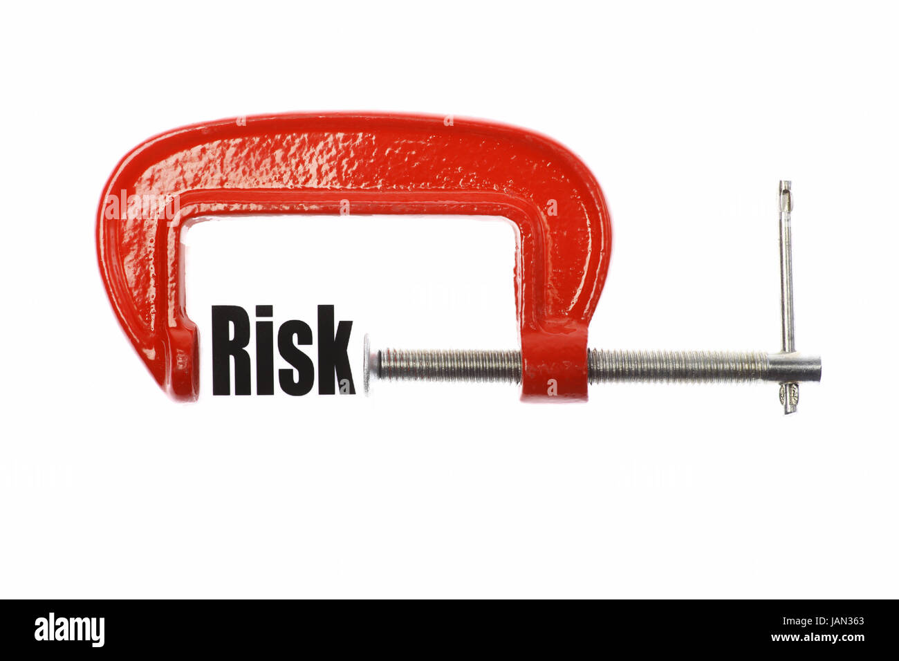 The word "Risk" is compressed with a vice. Business metaphor Stock ...