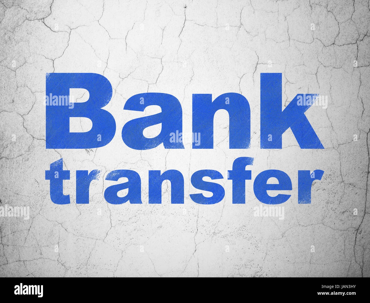 Money concept: Blue Bank Transfer on textured concrete wall background ...
