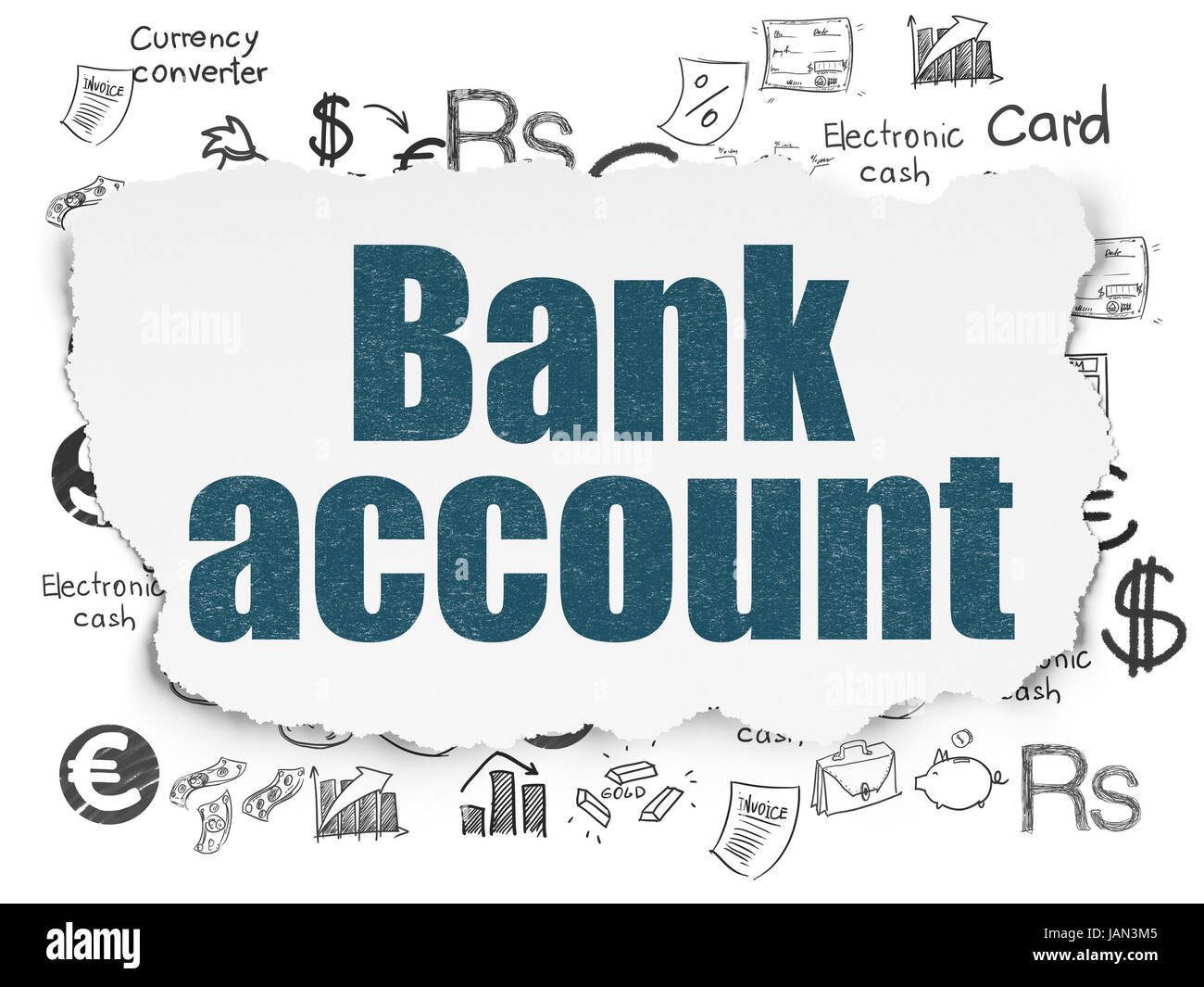 Currency concept: Painted blue text Bank Account on Torn Paper ...
