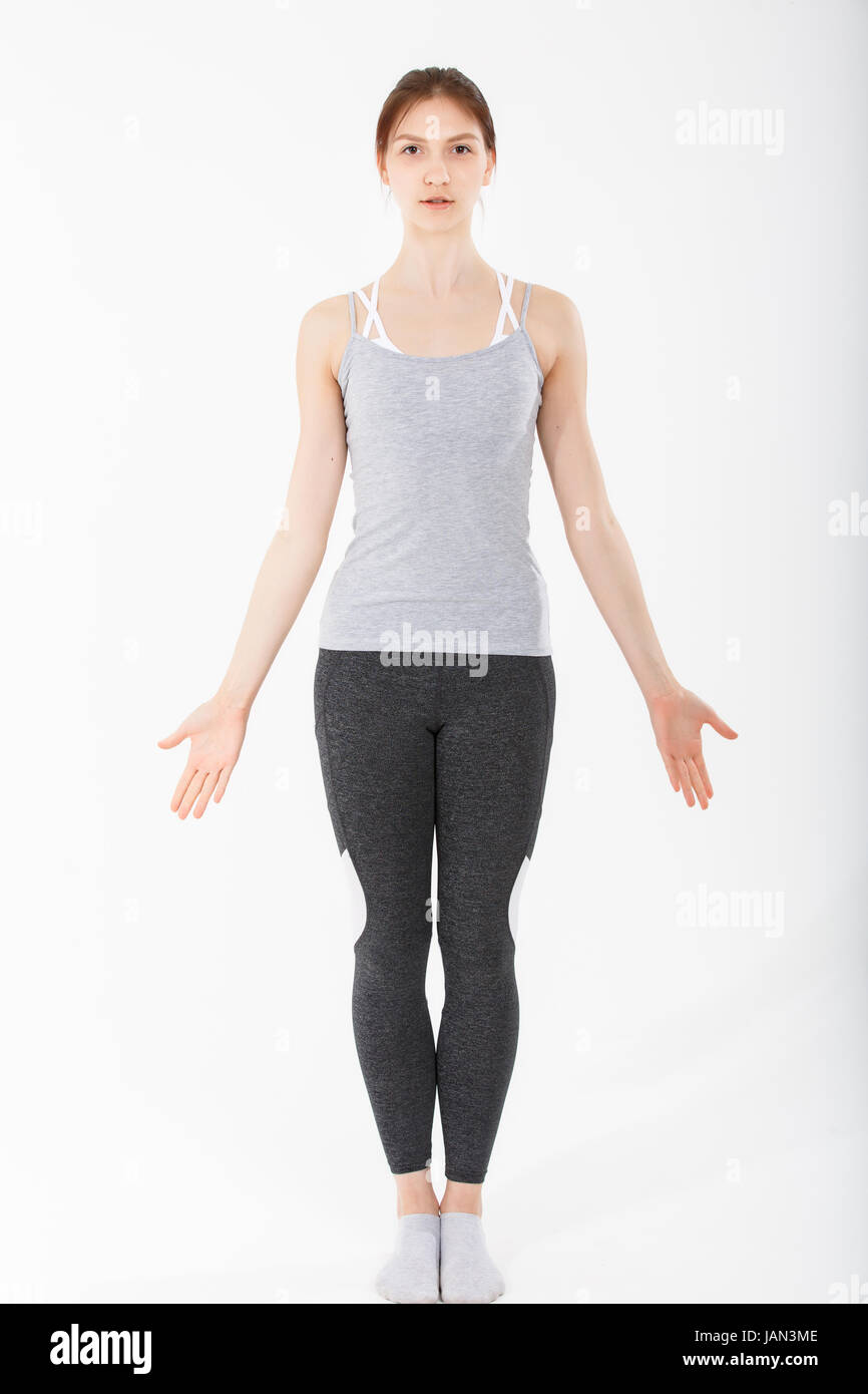 Young woman exercise yoga supported headstand Stock Photo - Alamy