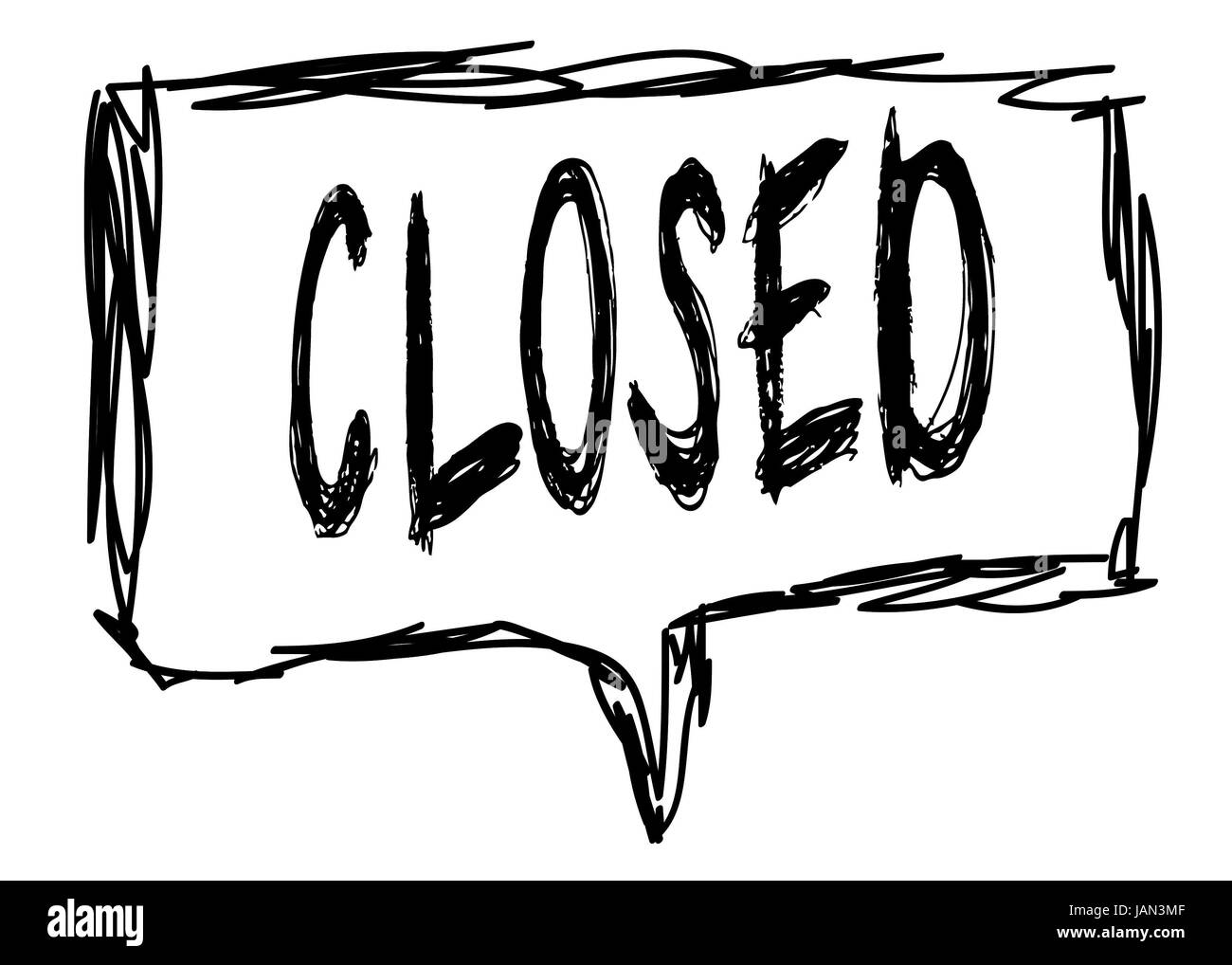 CLOSED on a pencil sketched sign. Illustration graphic concept Stock ...