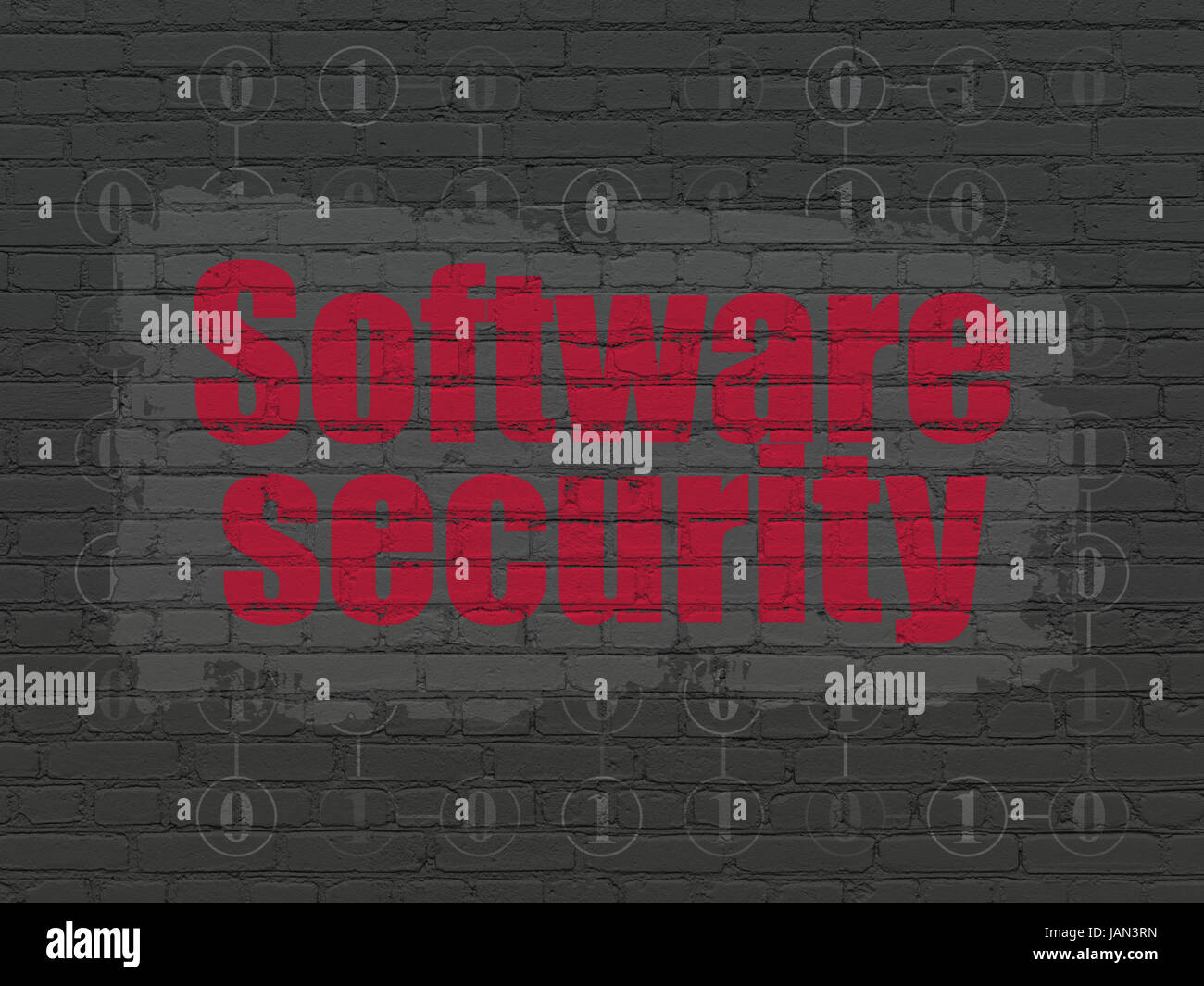 Privacy concept: Painted red text Software Security on Black Brick wall background with Scheme ...