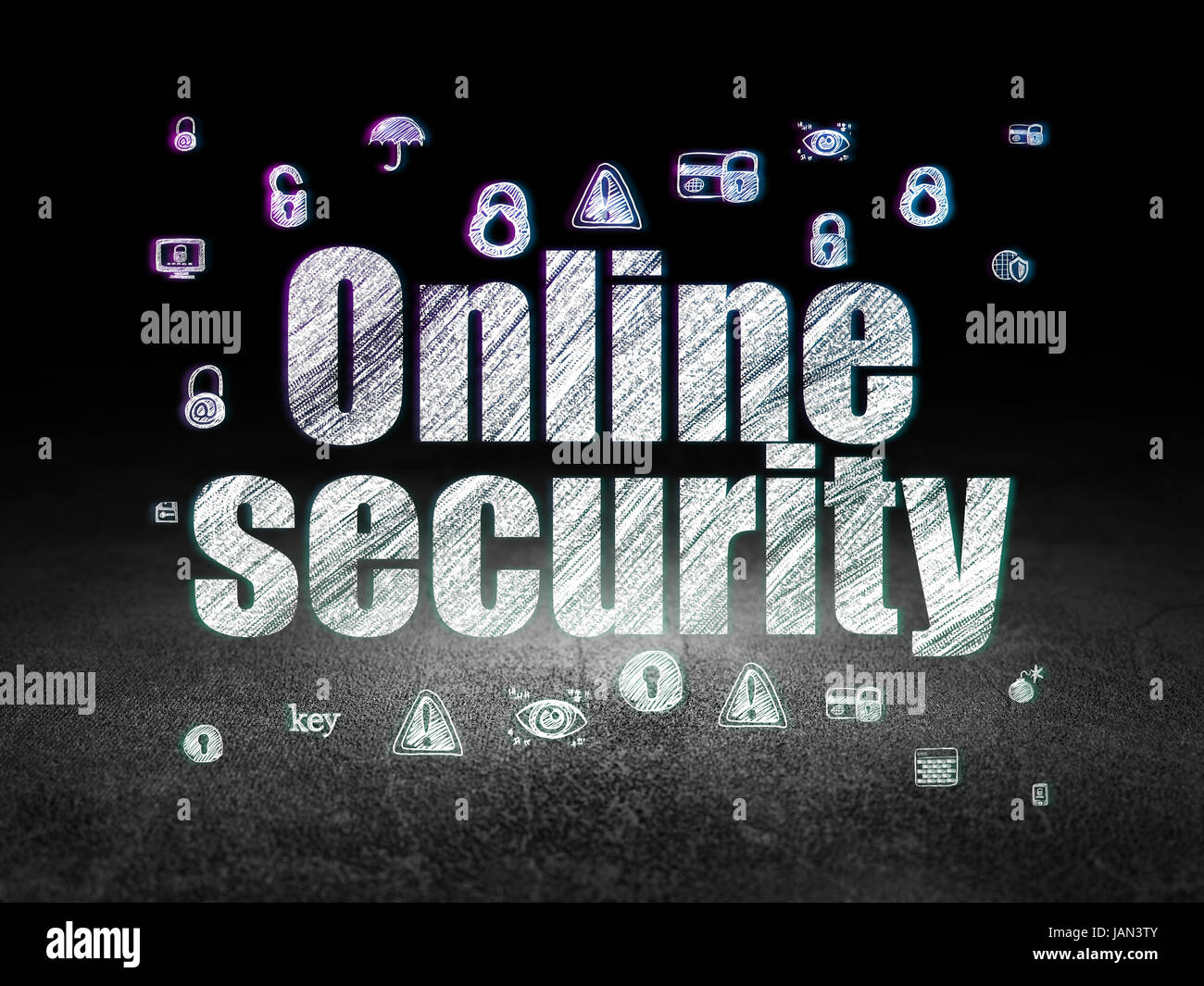 Security concept: Glowing text Online Security, Hand Drawn Security ...