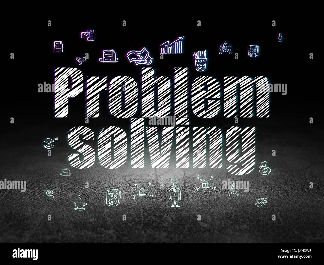 Finance concept: Glowing text Problem Solving, Hand Drawn Business ...