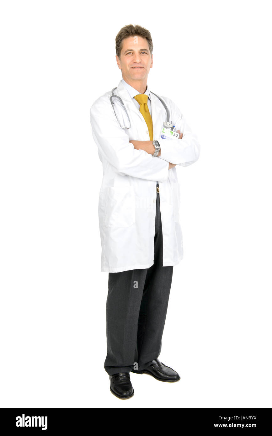 Doctor isolated against a white background Stock Photo - Alamy