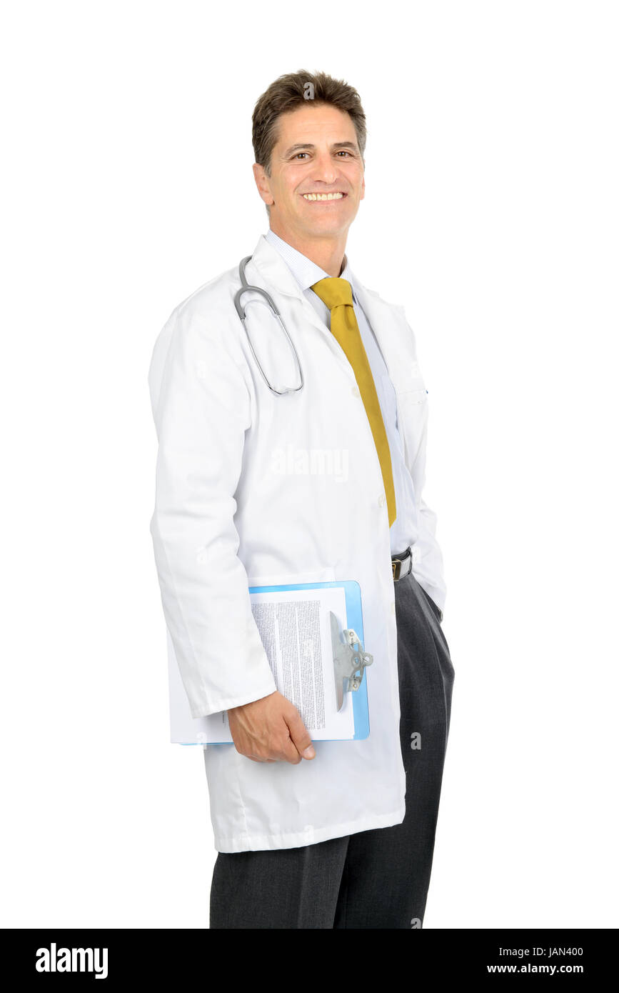 Doctor isolated against a white background Stock Photo - Alamy